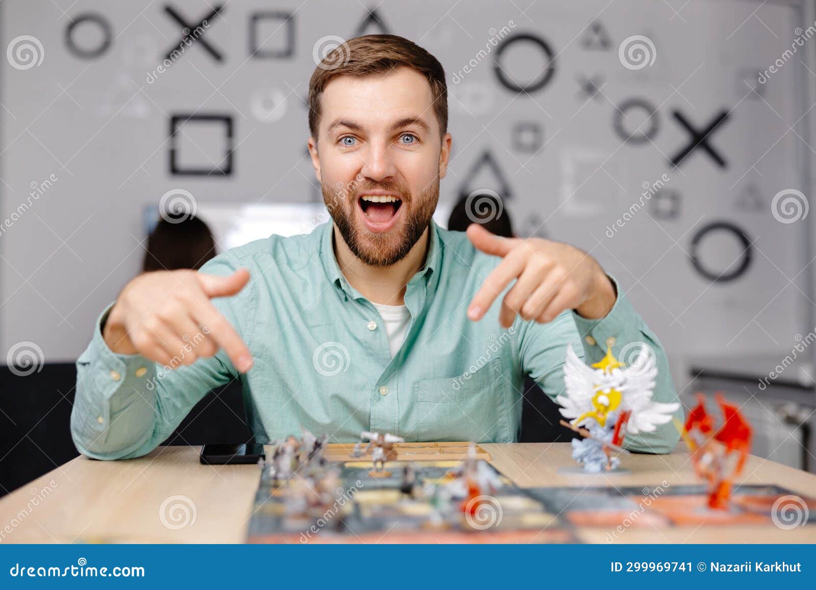 Man with Board Game Piece while Practicing Strategy in Home Alone Stock ...
