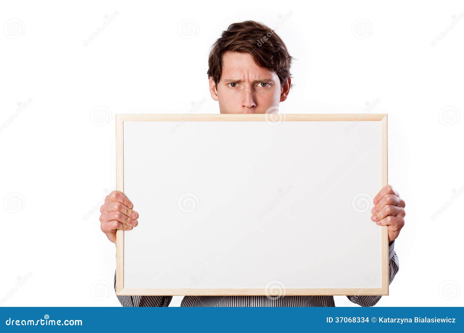 Man with Board To Your Text Stock Photo - Image of paper, promotion ...