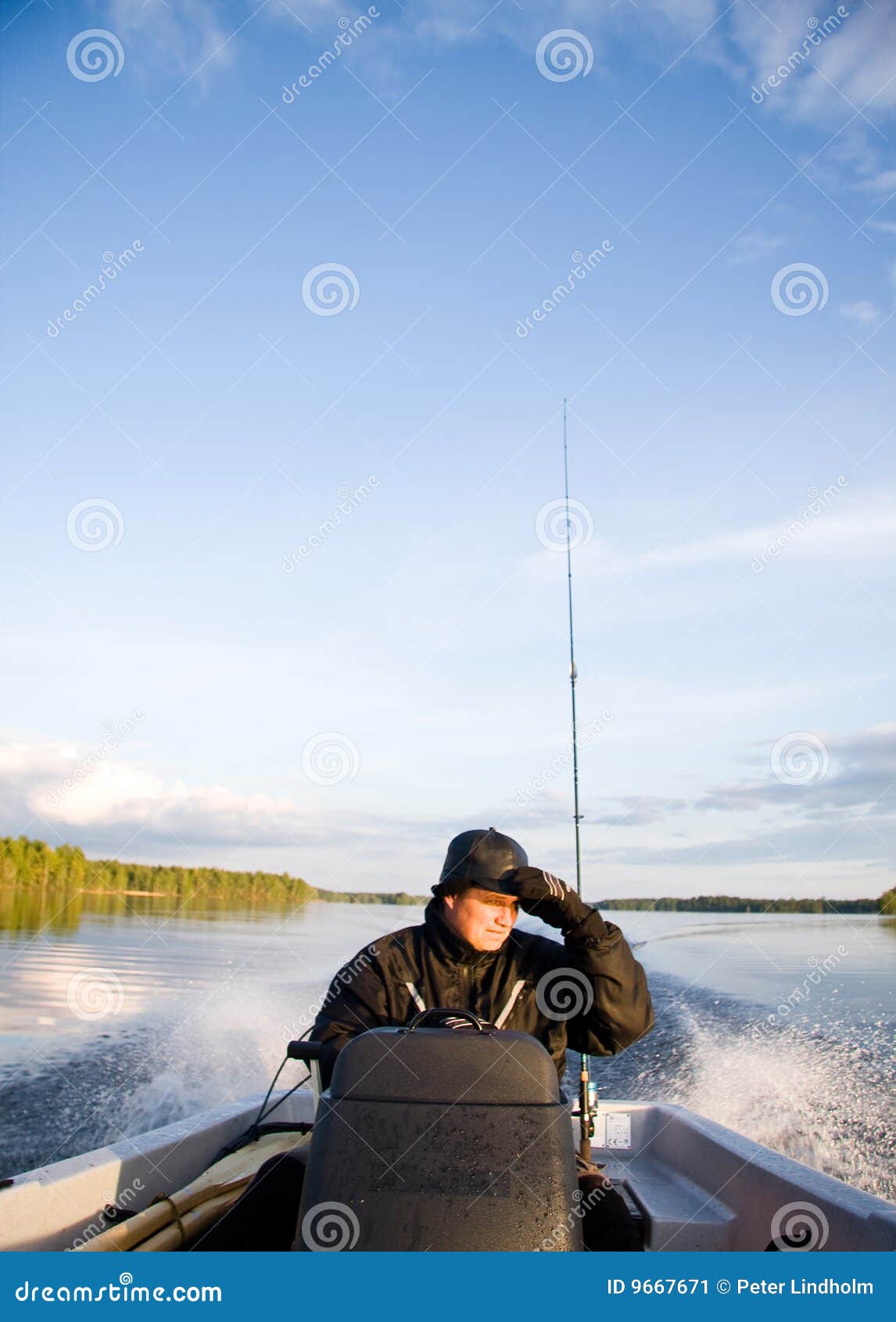 Man on boat stock image. Image of nature, fishing, forest - 9667671