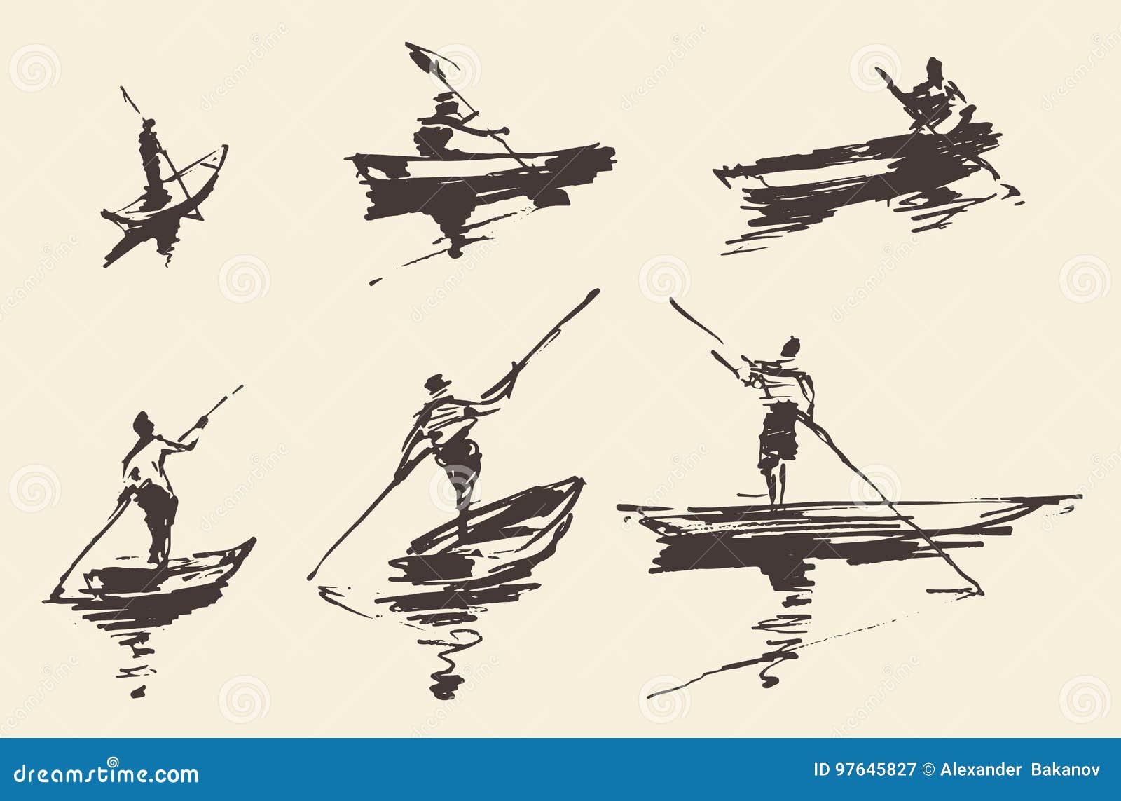 Man Boat, Hand Drawn Vector Illustration, Sketch Stock Vector ...