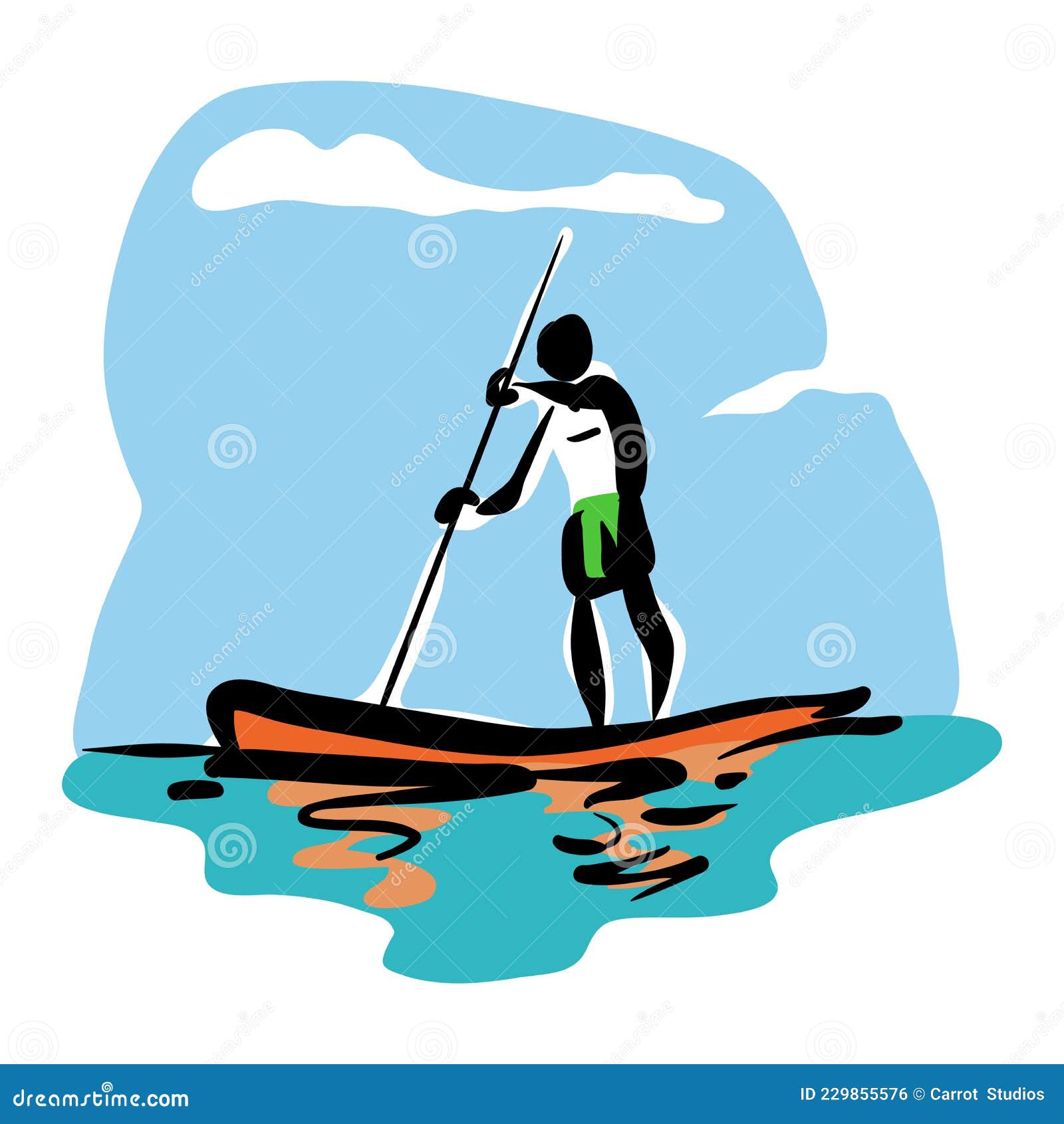 Man on boat illustration stock vector. Illustration of friendship ...