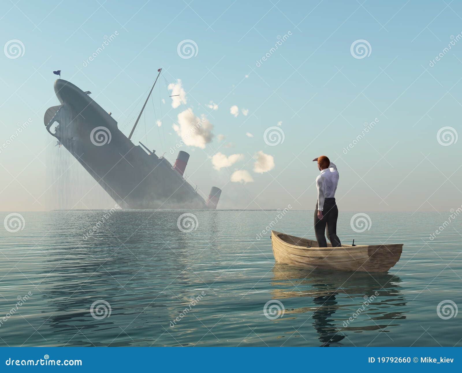 Man in Boat Looking on Shipwreck Stock Photo - Image of exhausted ...