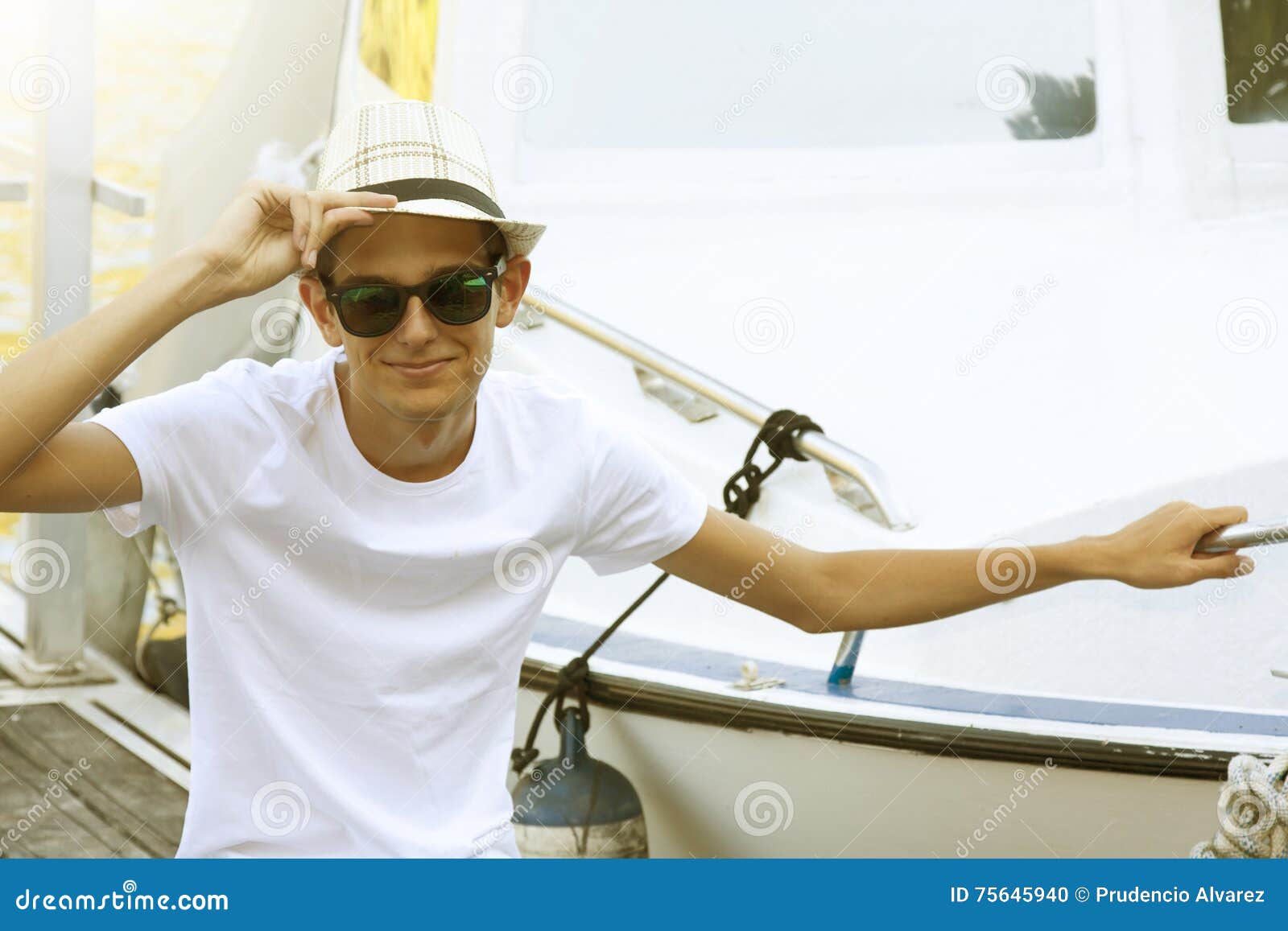 Man on the boat stock photo. Image of happy, sail, boat - 75645940