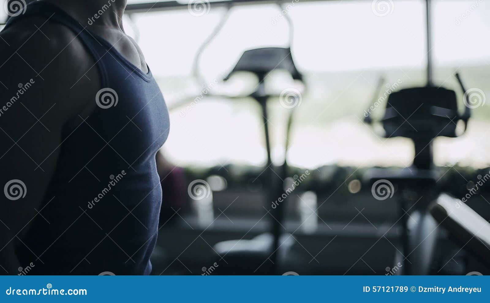 Man Bodybuilder Execute Exercise with Dumbbells in Gym. No Face Stock ...