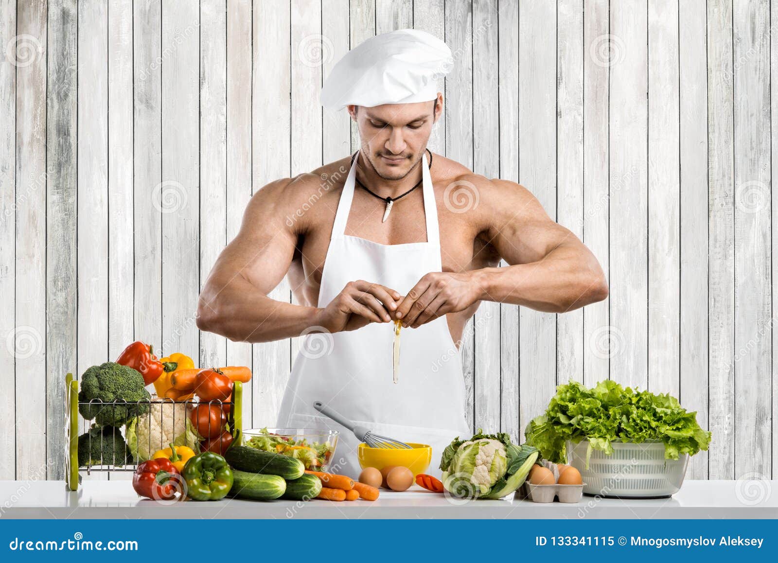 Man bodybuilder on kitchen stock image. Image of feed - 133341115
