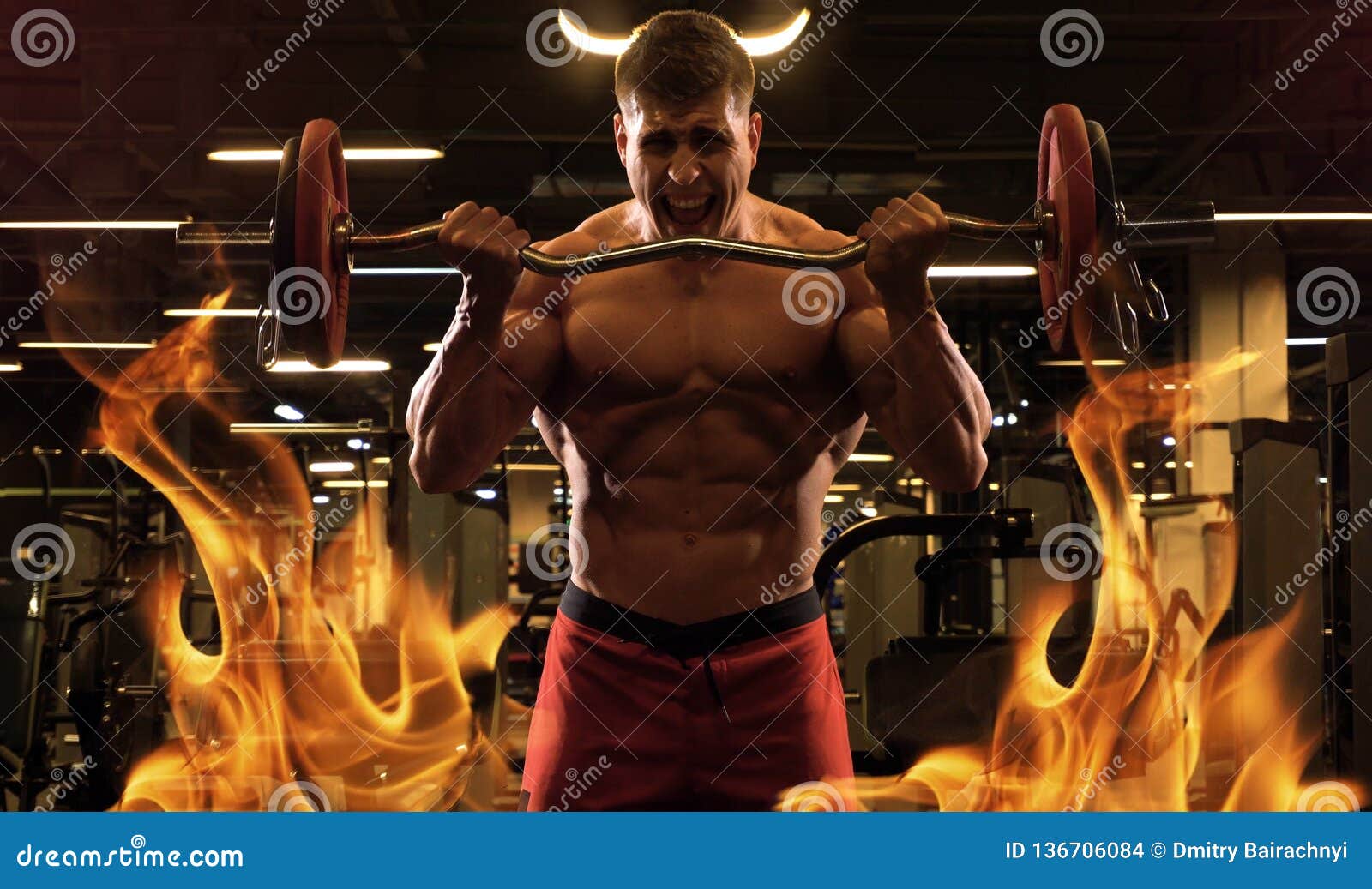 On Fire Bodybuilder Stock Photography | CartoonDealer.com #86217458