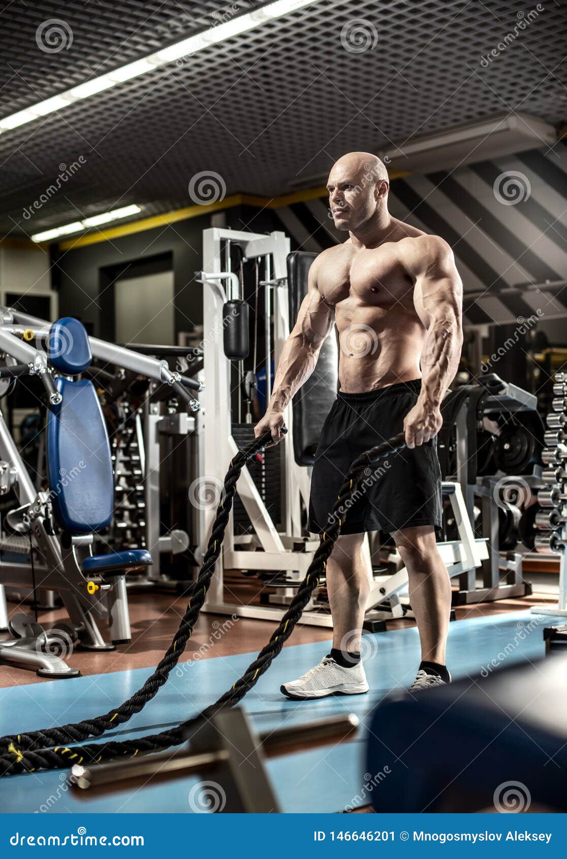 Man Bodybuilder Perform Exercise Stock Image - Image of performed ...