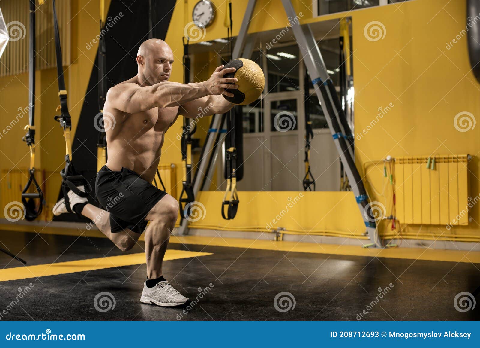 Man Bodybuilder Perform Exercise Stock Image - Image of balance ...