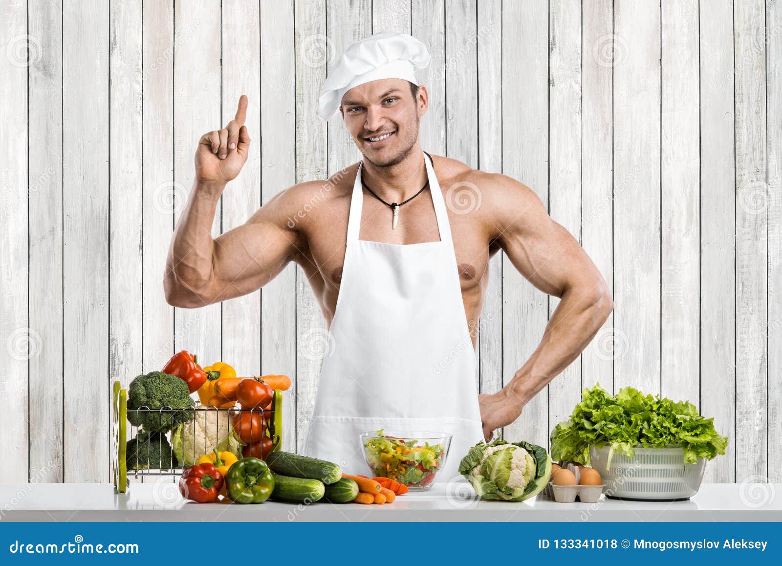 Man Bodybuilder Cooking on Kitchen Stock Photo - Image of pleasure ...