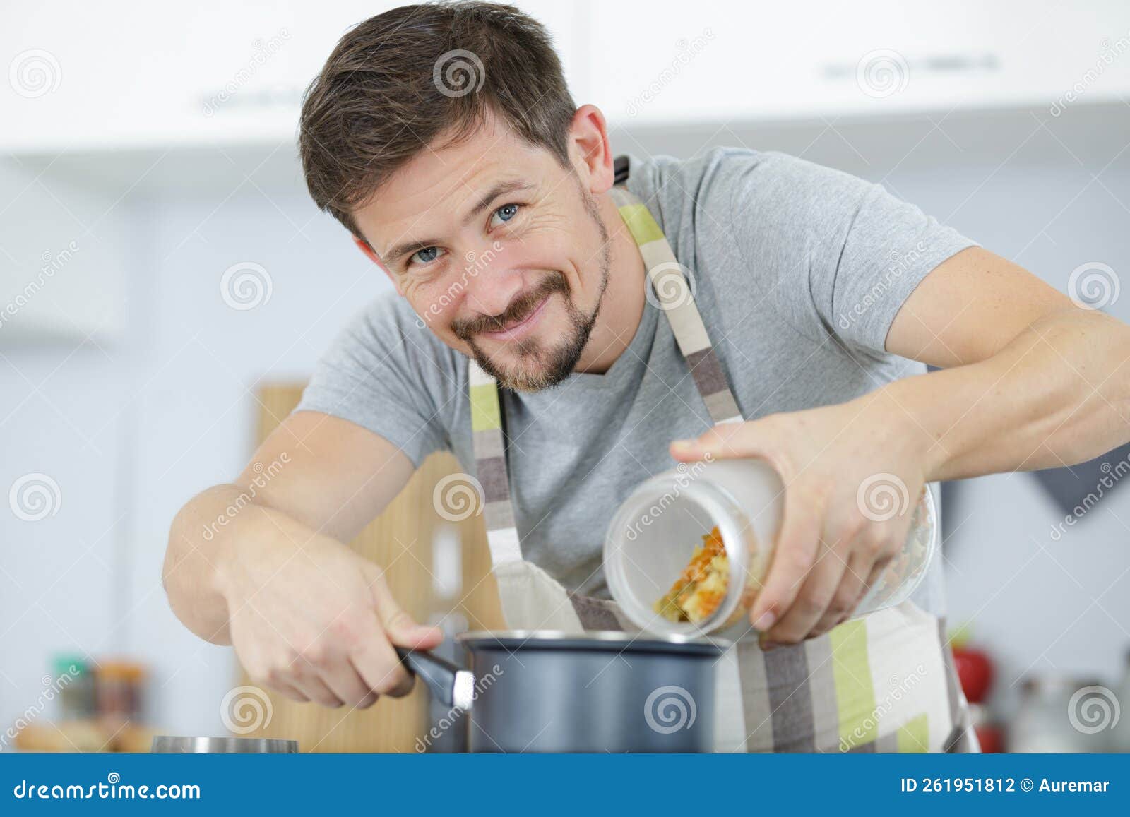 Man Boiling Water for Making Pasta Stock Photo - Image of hand, metal ...