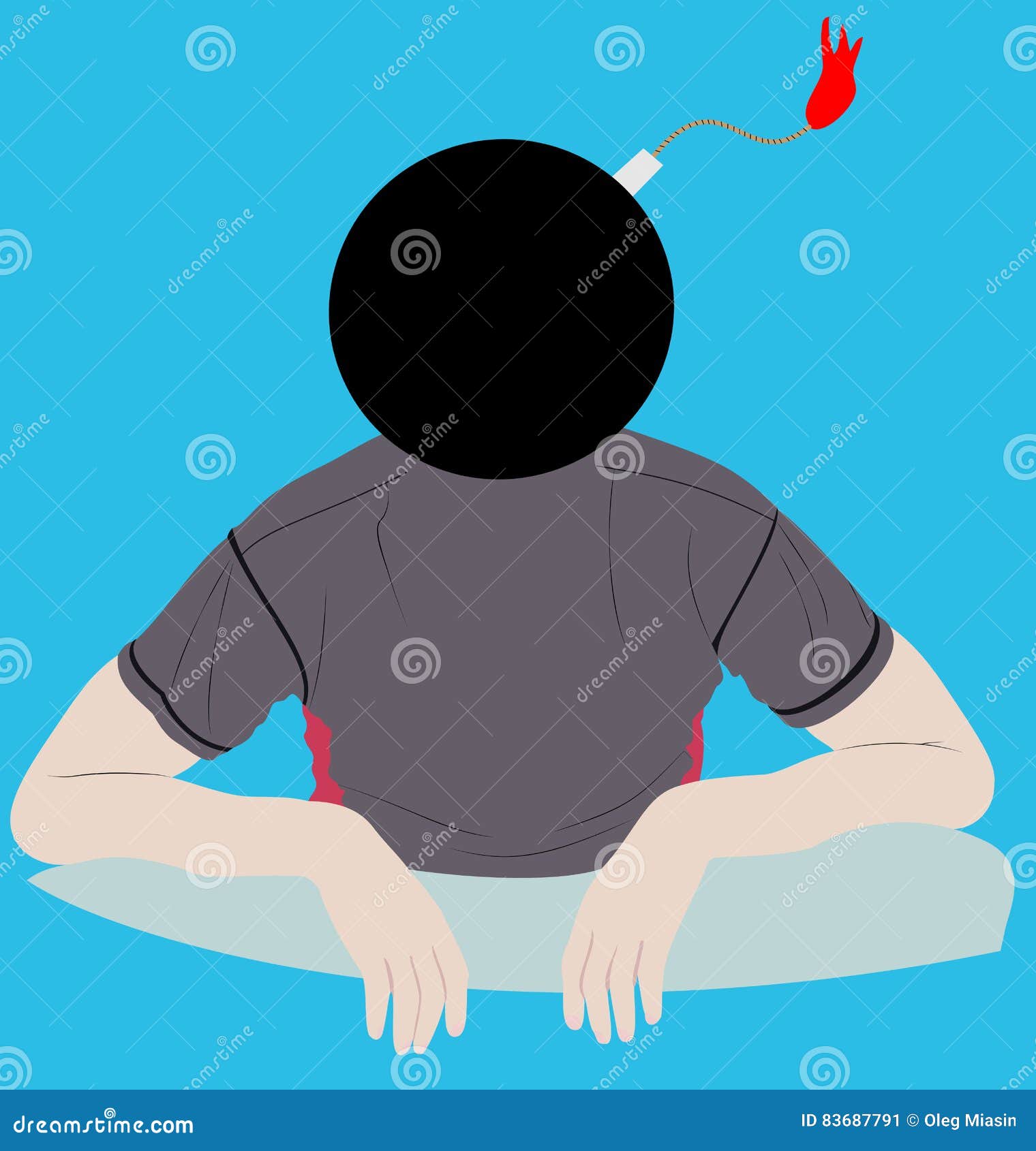Man with a Bomb instead a Head Stock Vector - Illustration of human ...