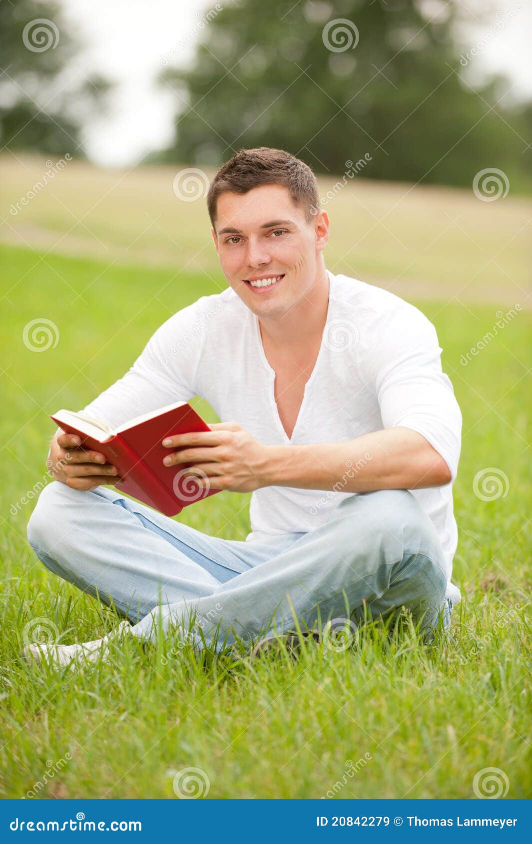 Man with book stock image. Image of learning, outside - 20842279