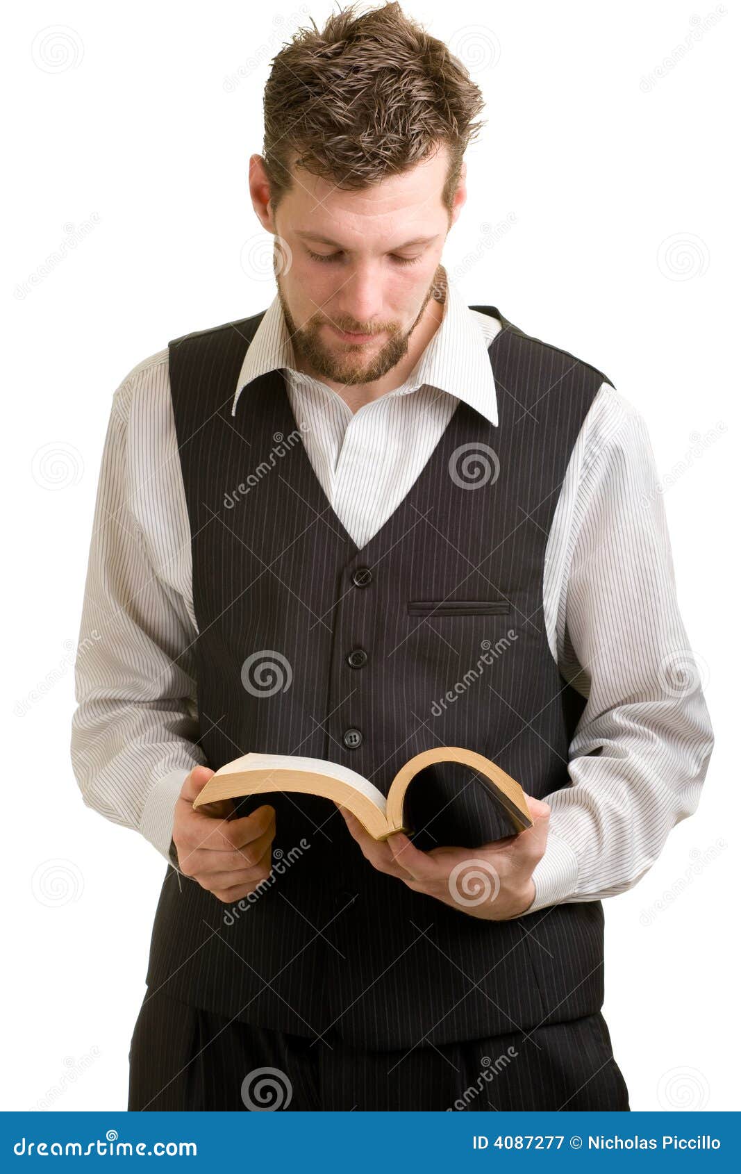 Man with book stock image. Image of neck, vest, gentleman - 4087277