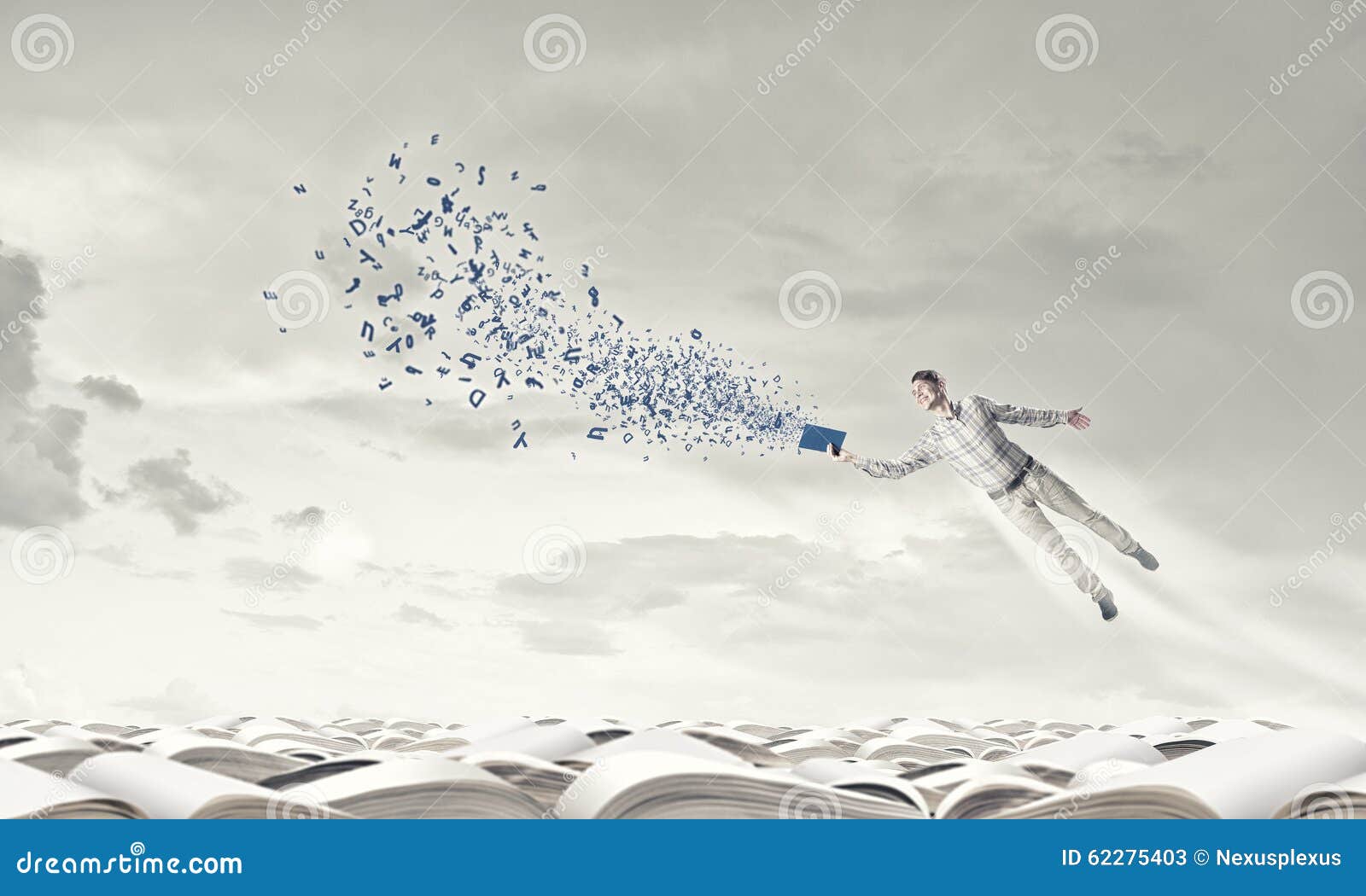 Man with book in hand stock image. Image of book, imagination - 62275403