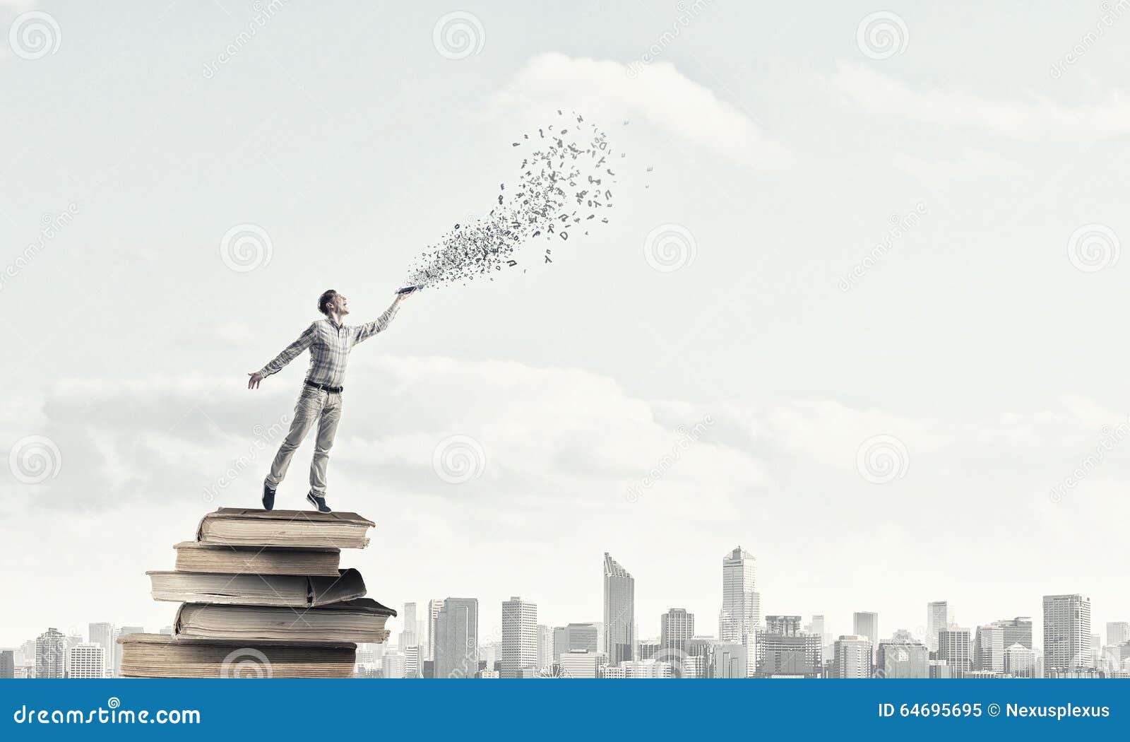 Man with book in hand stock image. Image of character - 64695695