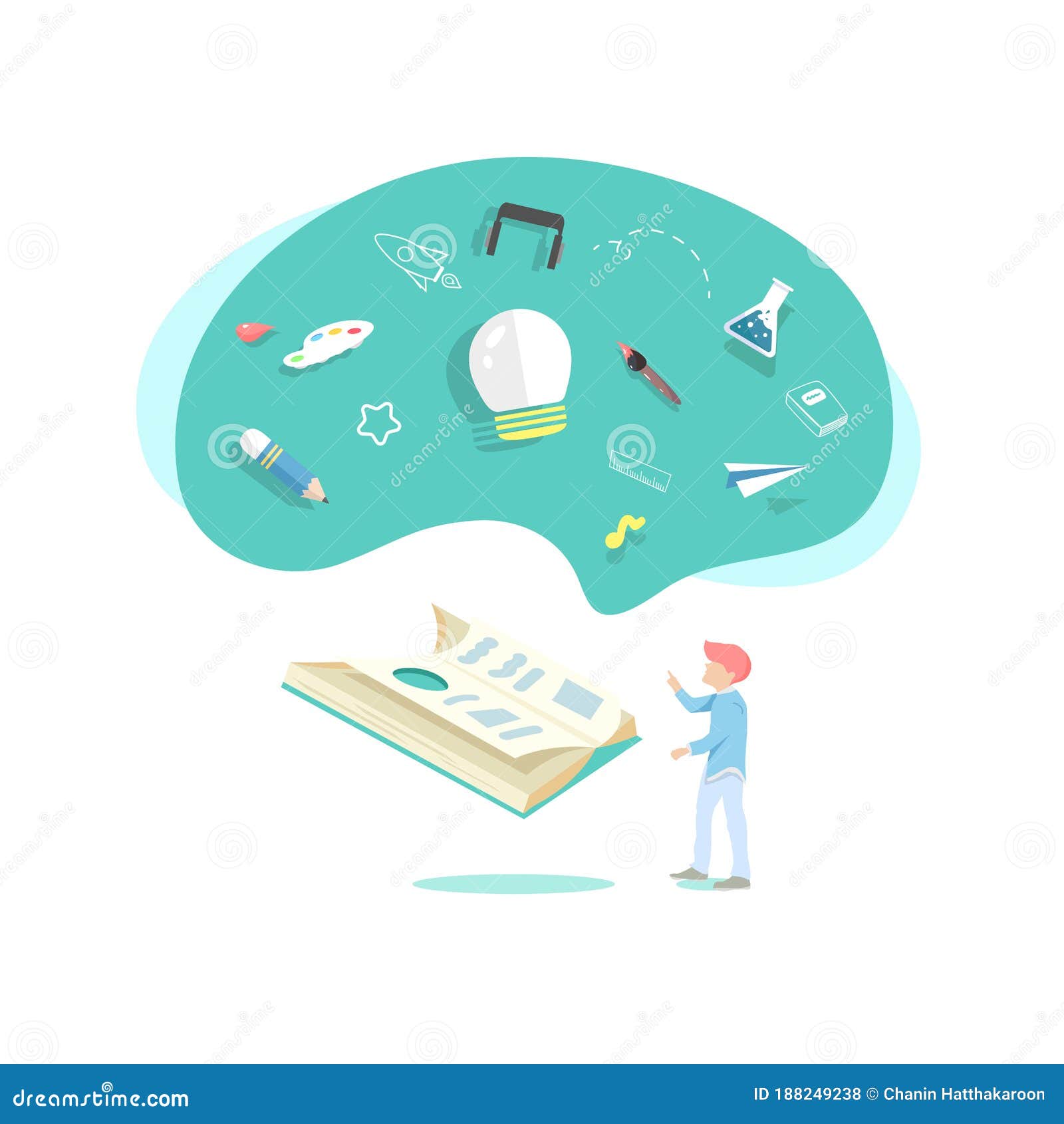 Man with Book, Knowledge Thinking Idea Inspiration Creative Concept ...