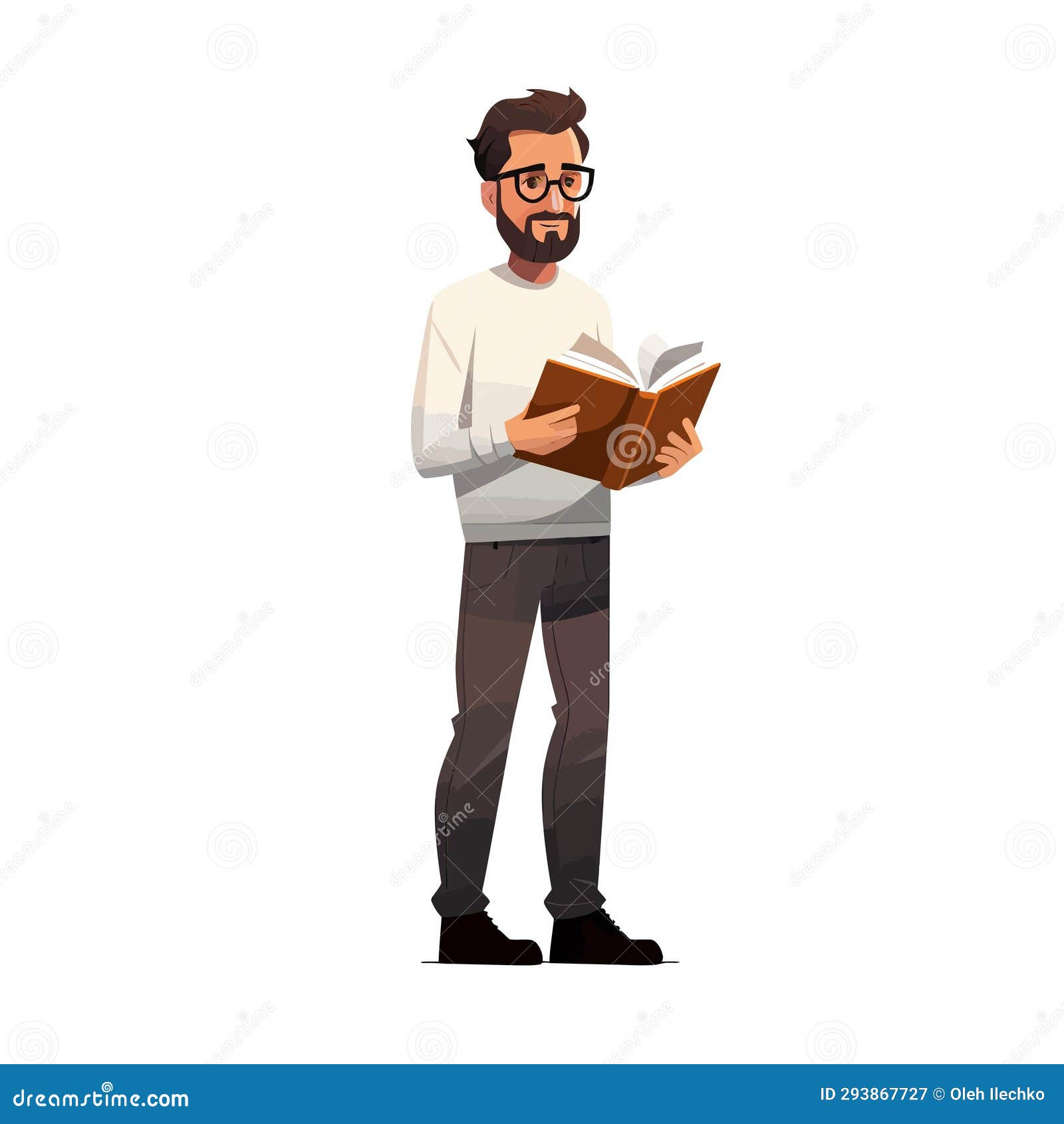 Man with Book Vector Flat Minimalistic Isolated Illustration Stock ...