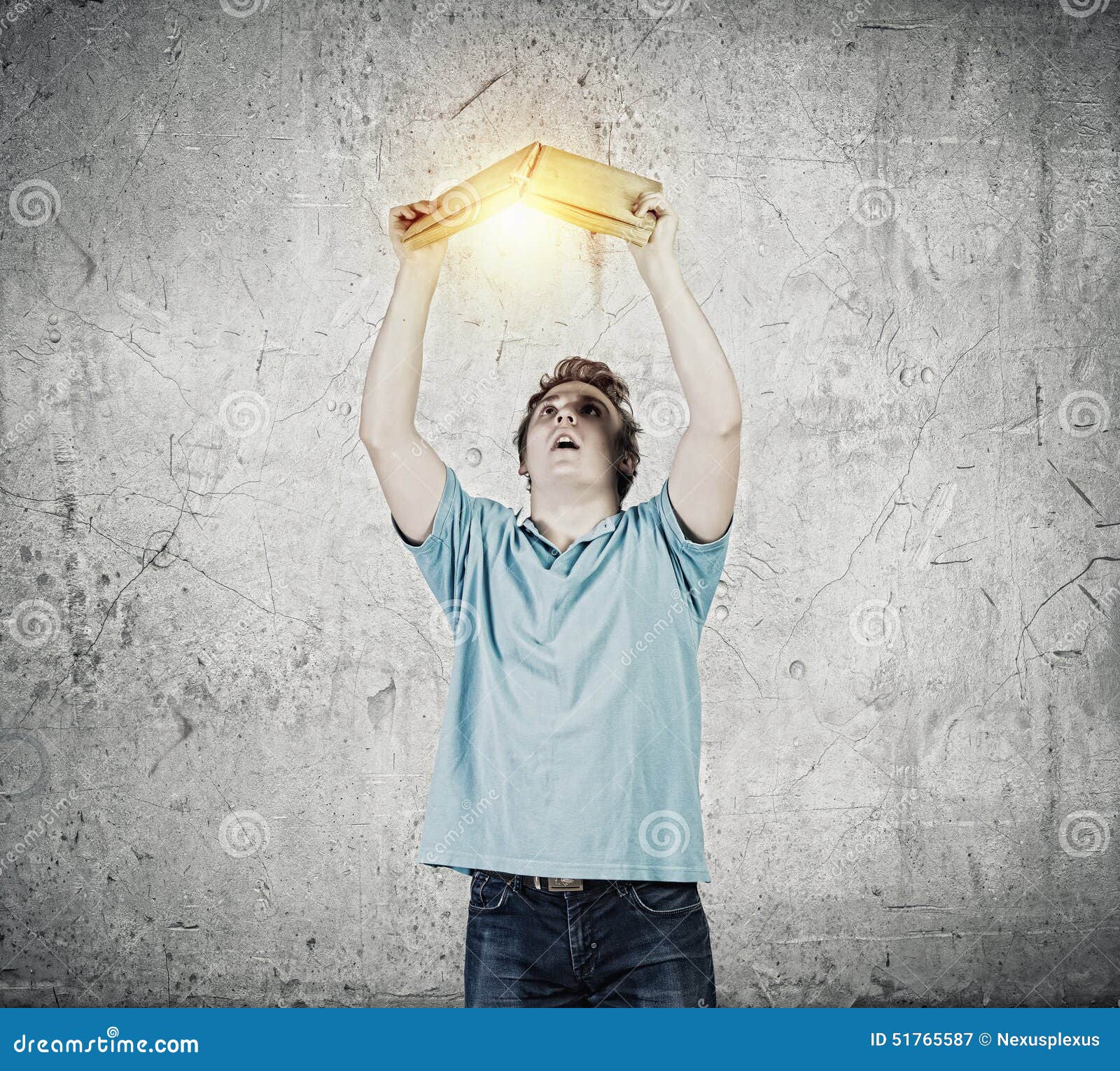 Man with book stock image. Image of blowing, creativity - 51765587