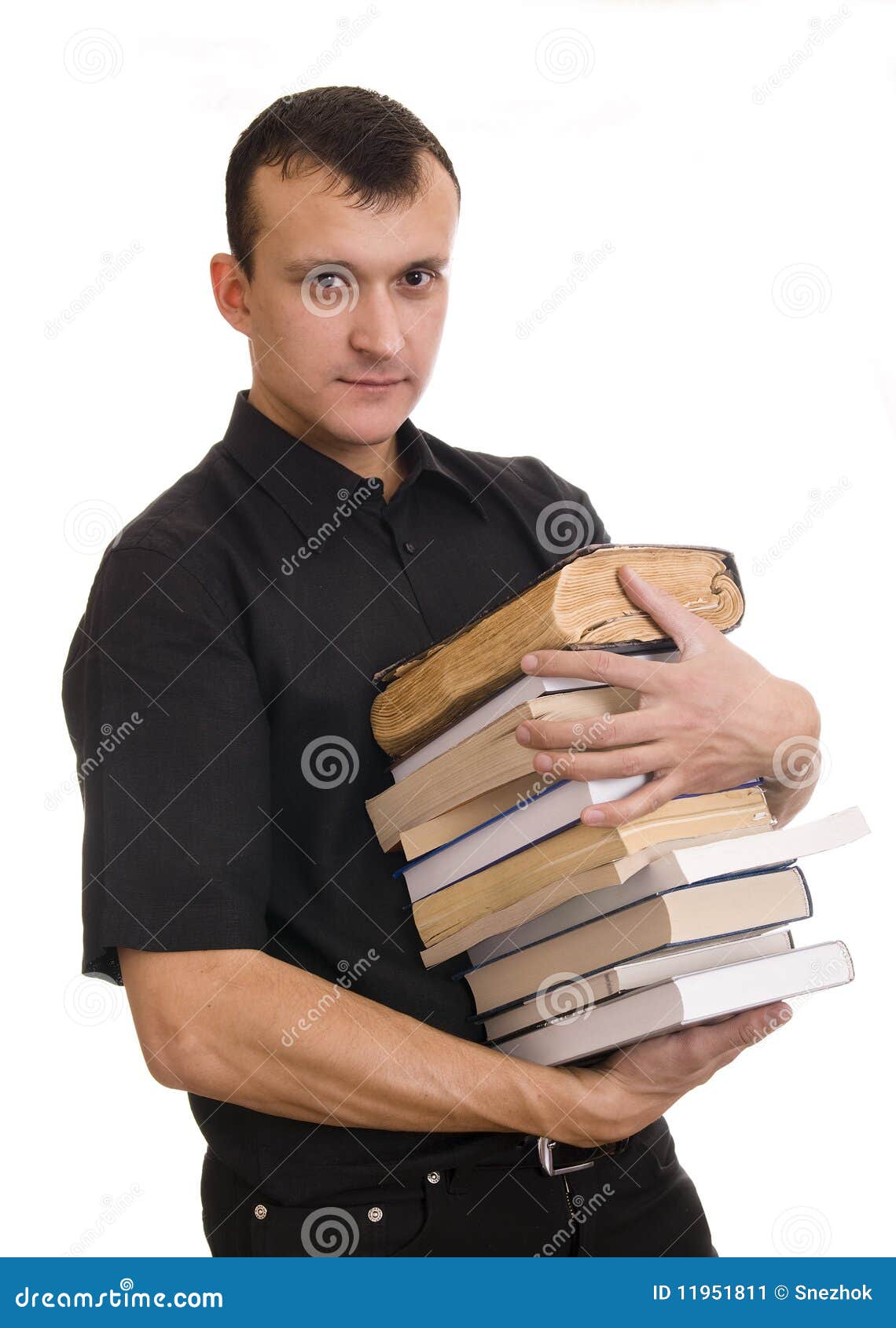 Man with books stock image. Image of knowledge, pile - 11951811
