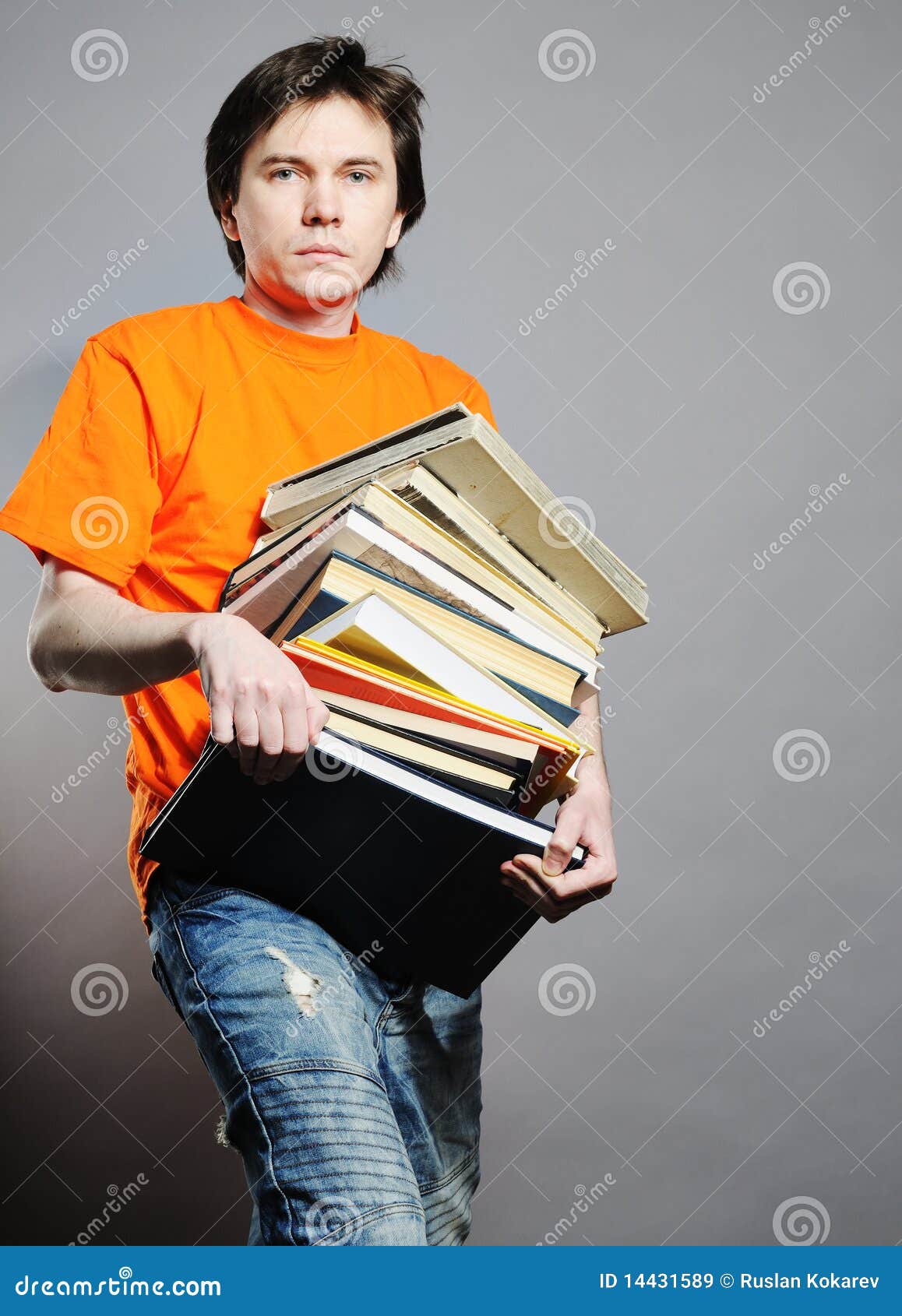 Man with books. stock image. Image of european, male - 14431589