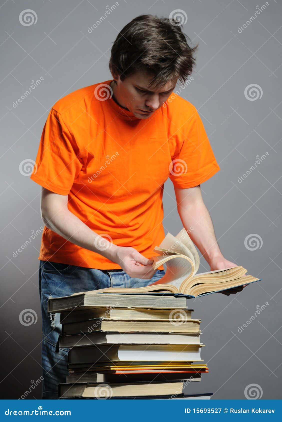 Man with books. stock image. Image of person, tired, looking - 15693527