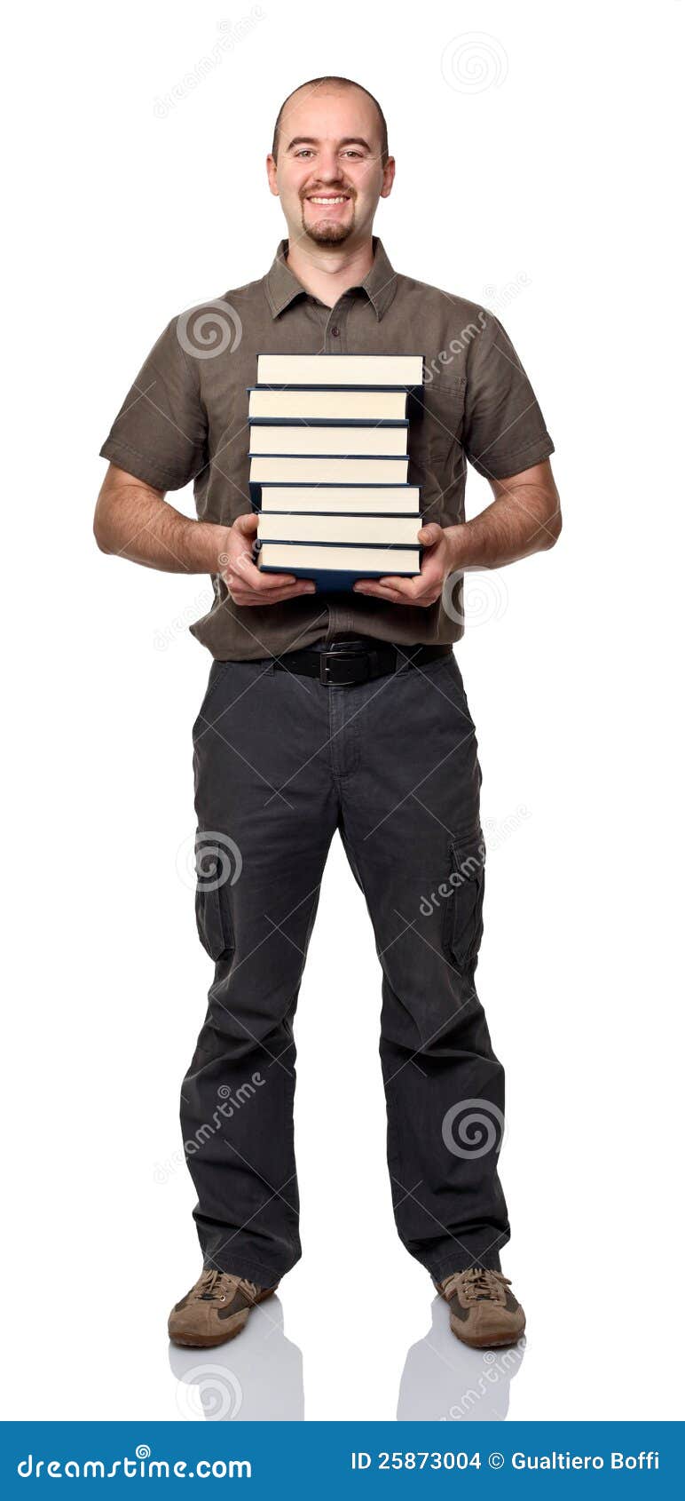 Man with books stock photo. Image of learning, standing - 25873004