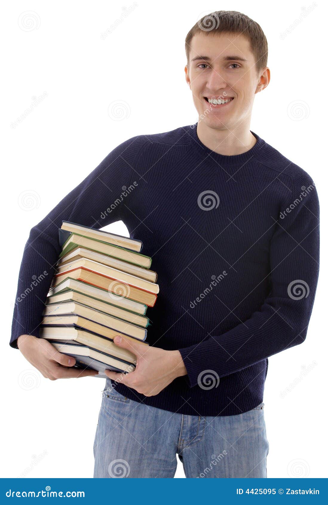 Man with books stock image. Image of portrait, clothing - 4425095