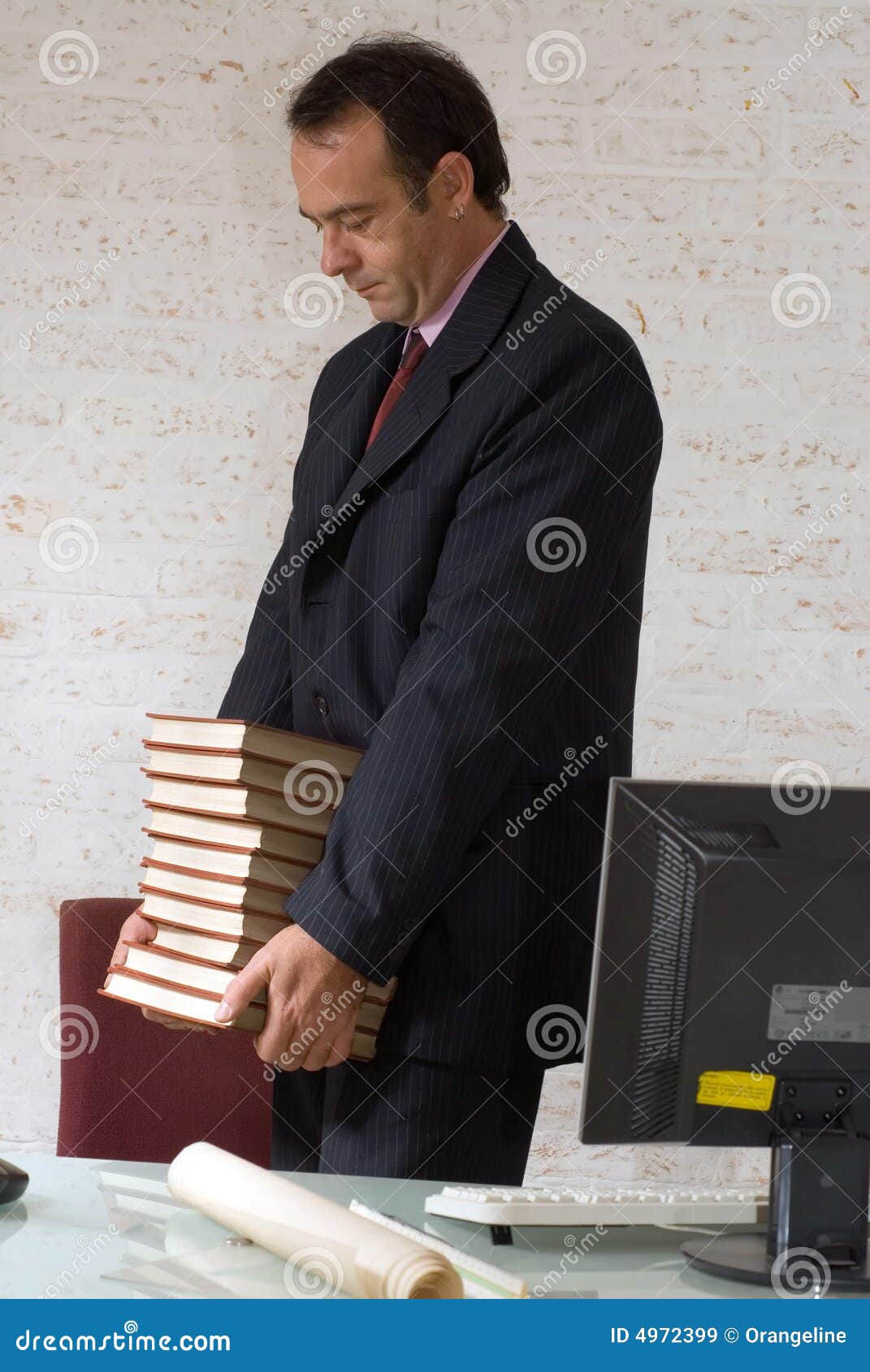 Man with Books stock image. Image of executive, heavy - 4972399