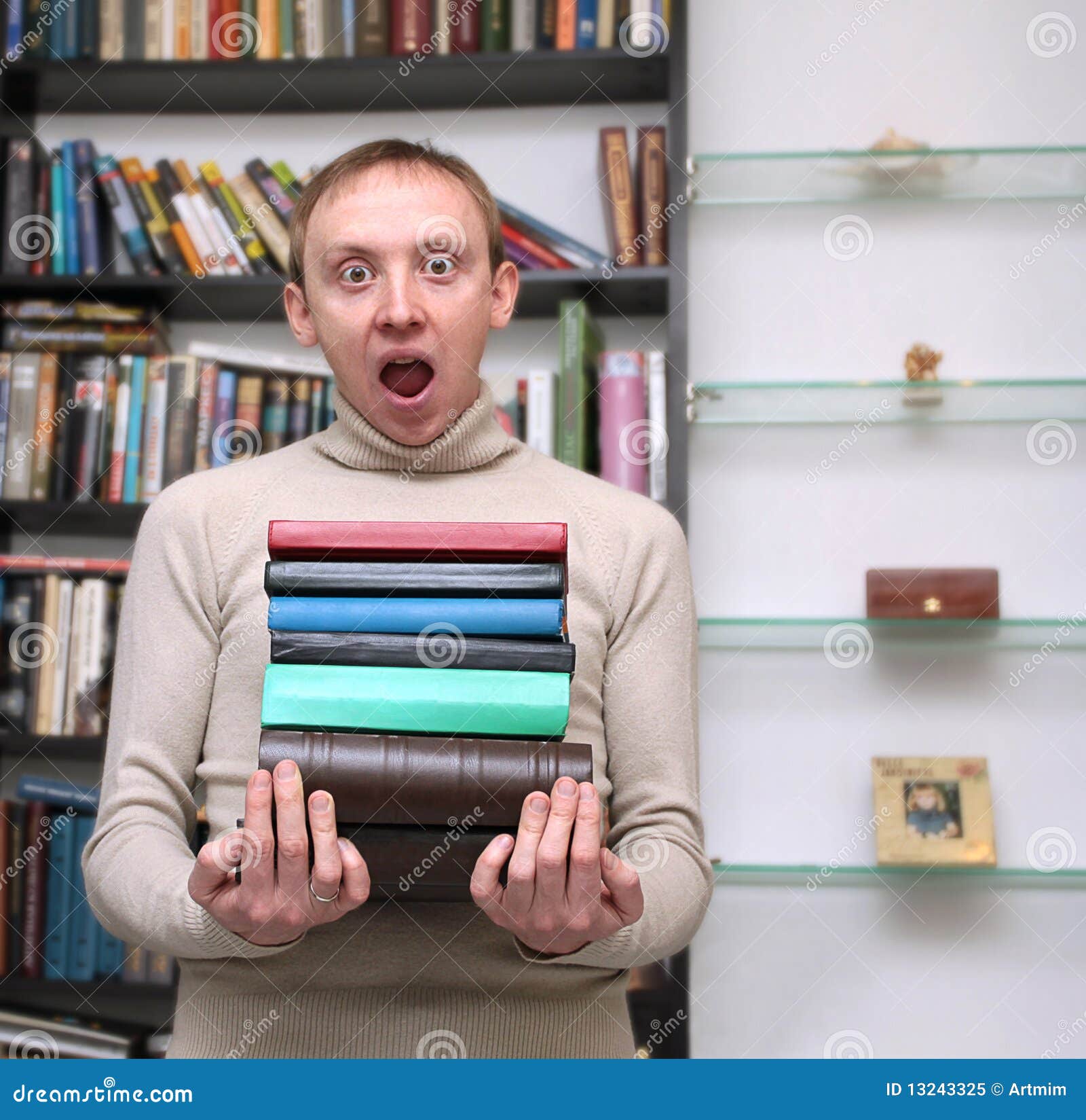 Man with Books in the Hands Shocked Stock Image - Image of bloke, male ...