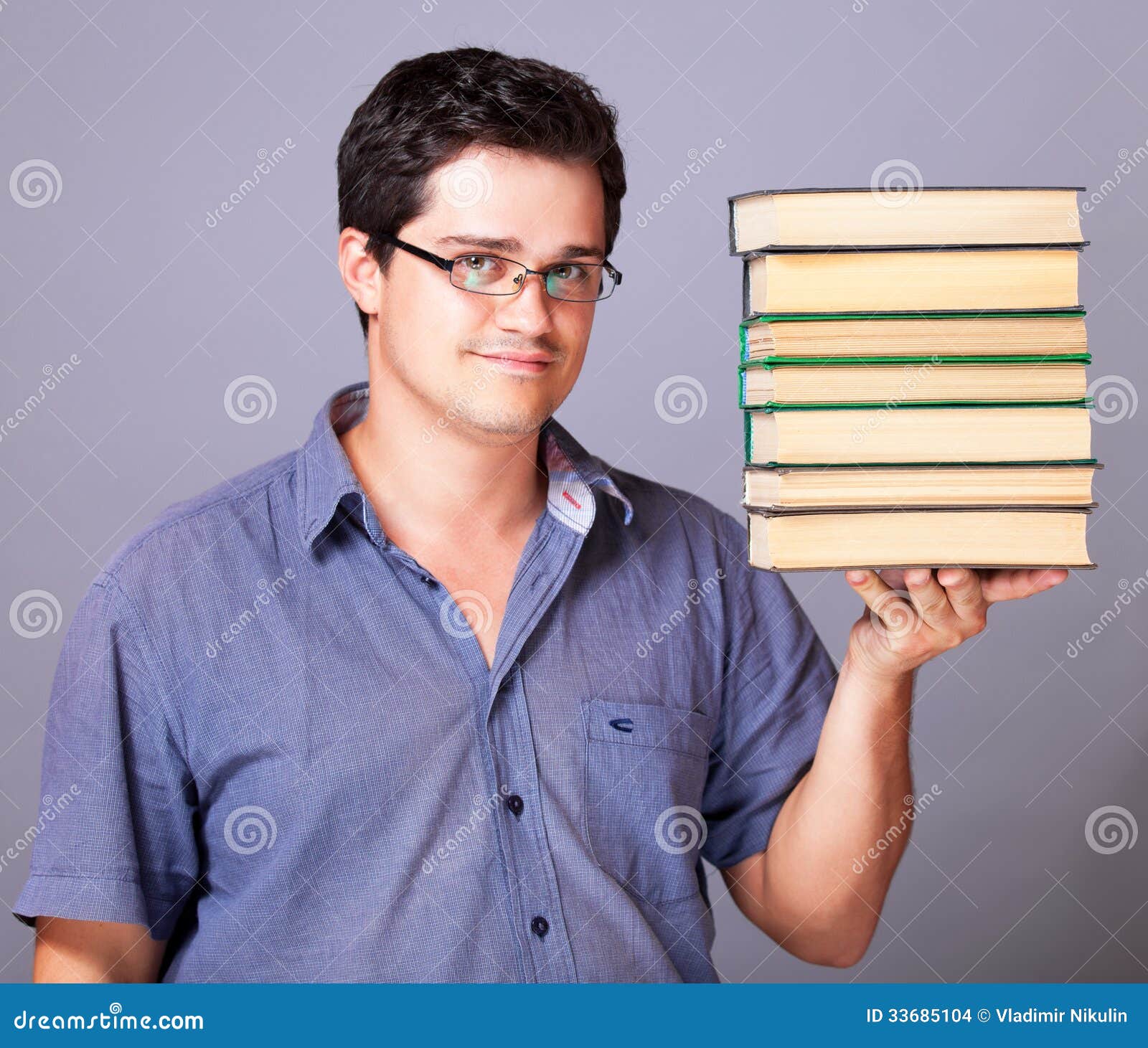 Man with books. stock photo. Image of happiness, learn - 33685104