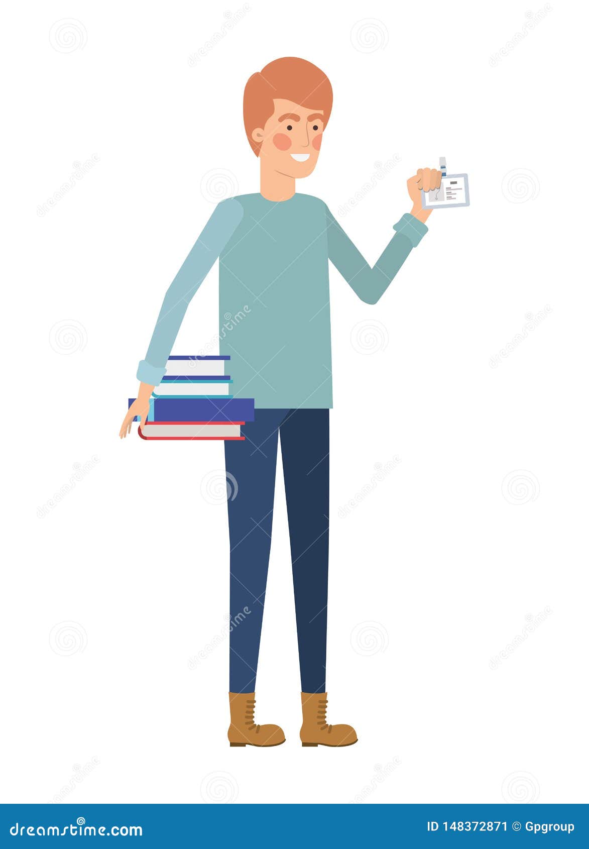 Man with Books in White Background Stock Vector - Illustration of ...