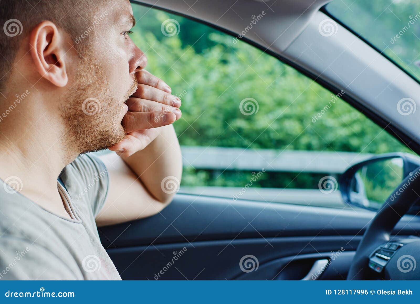 Man is Bored Standing in a Traffic Jam on the Road Stock Photo - Image ...
