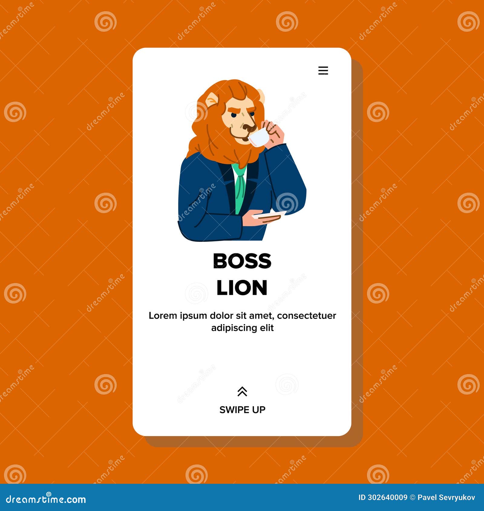 Man boss lion vector stock illustration. Illustration of lion - 302640009