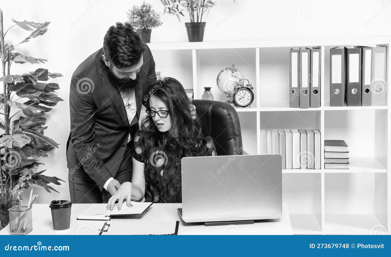 Man Boss Touching and Harassing Office Manager at Workplace, Harassment ...