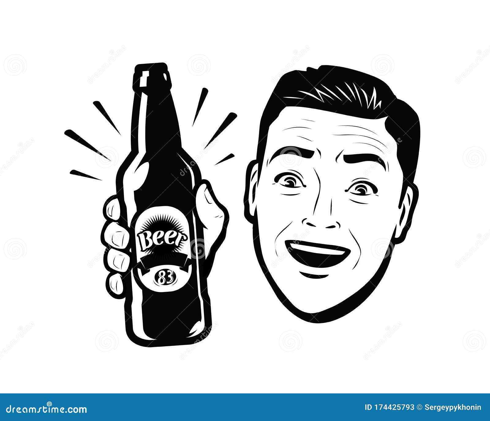 Man with Bottle of Beer. Retro Comic Pop Art Vector Illustration Stock ...