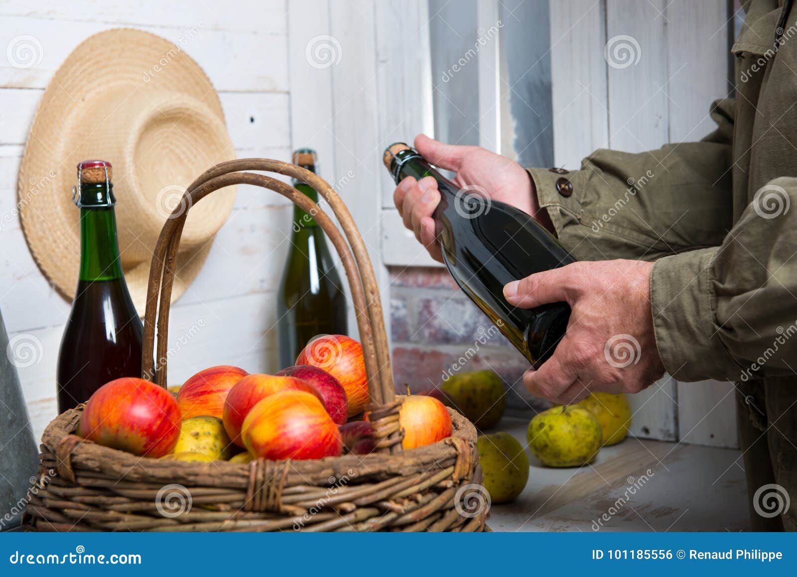 Man with a Bottle of Cider, Close-up Stock Photo - Image of drink ...