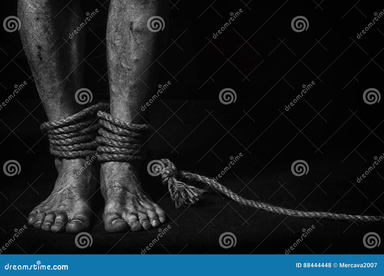 A man with bound legs. stock photo. Image of guilty, bonded - 88444448