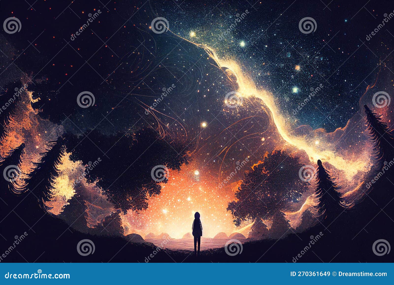 Man and the Boundless Universe with Stars. Neural Network Generate Art ...