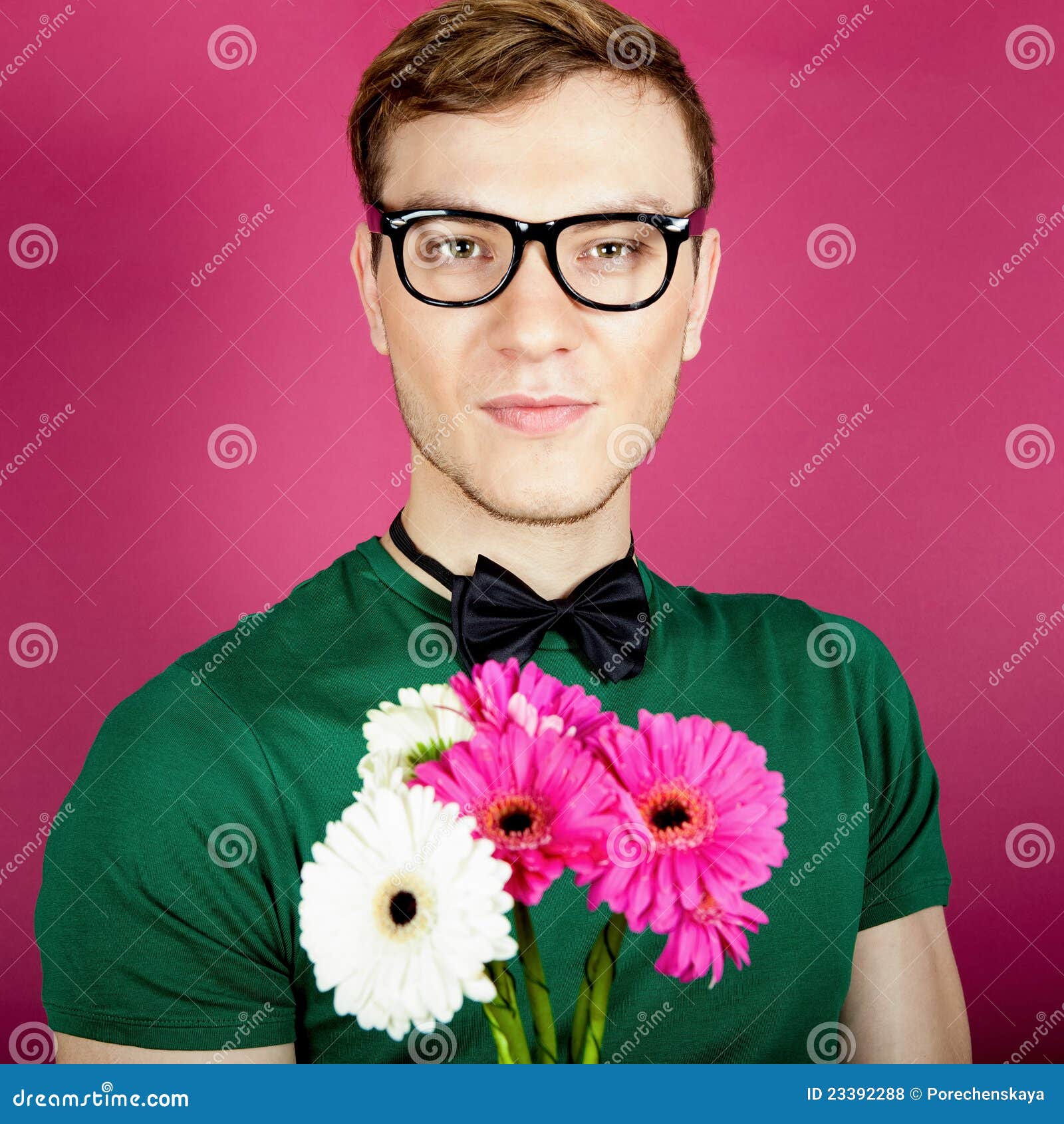 Man with a Bouquet of Flowers Stock Photo - Image of gift, celebration ...