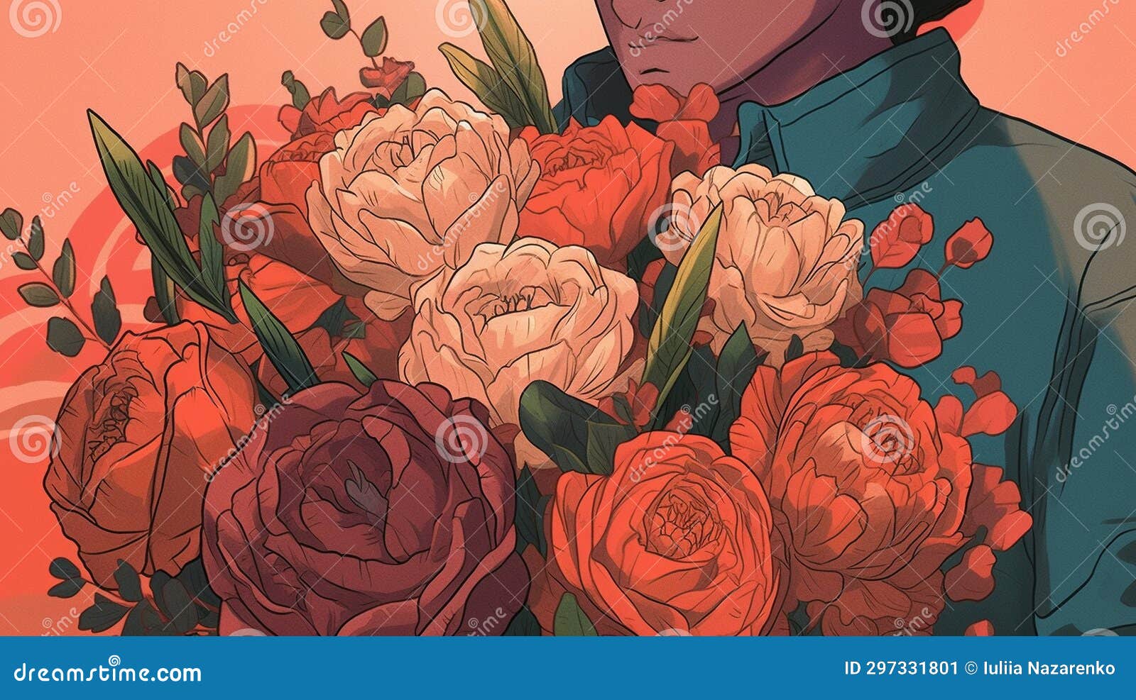 Man with a Bouquet of Flowers.AI Generated Stock Image - Image of ...