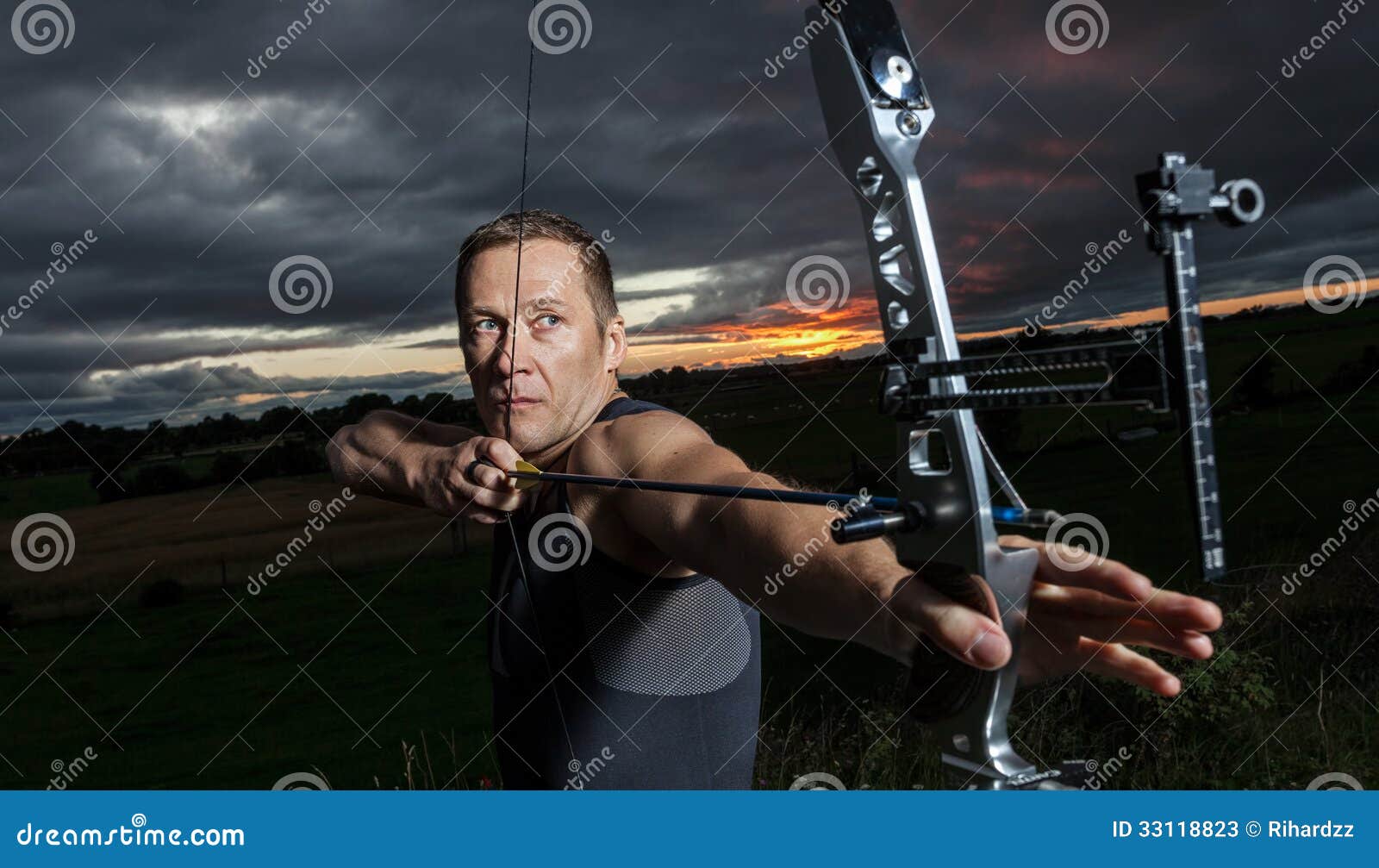 Man with bow and arrows stock image. Image of rails, aiming - 33118823