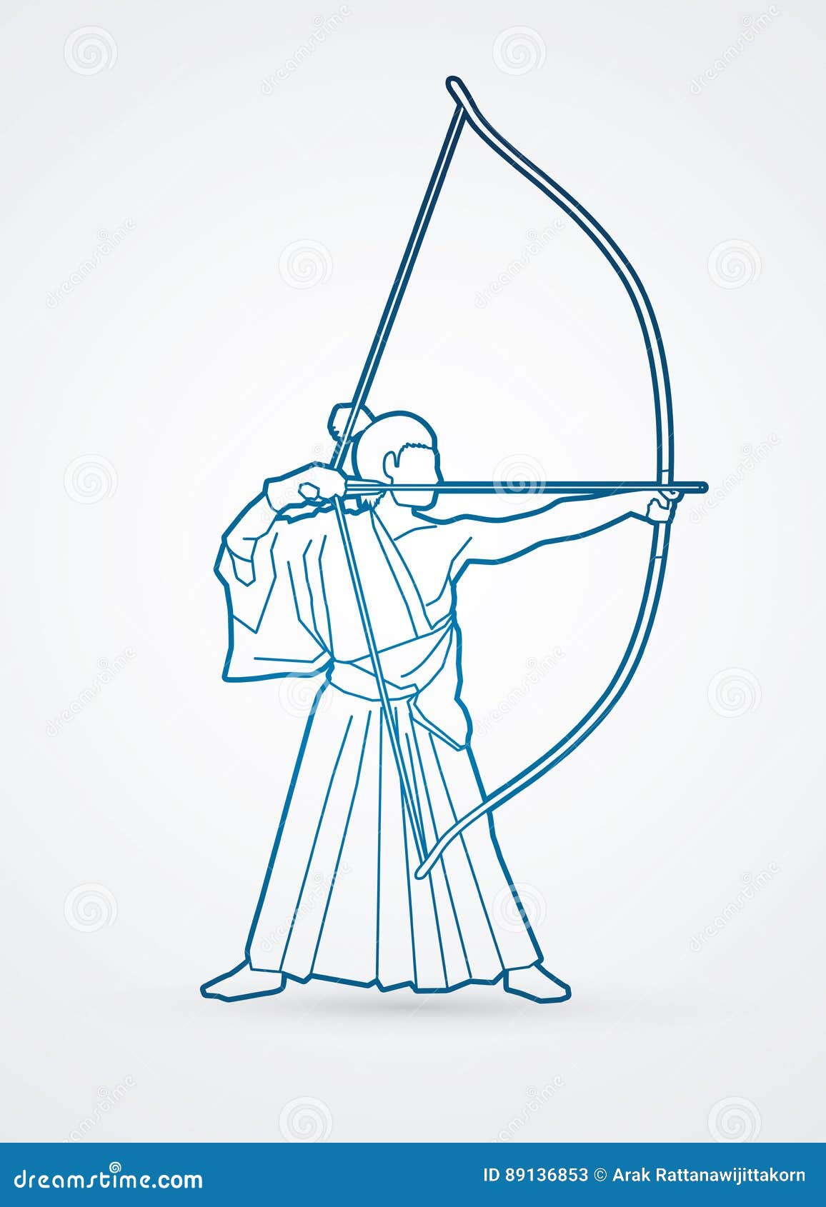 Man bowing Kyudo stock vector. Illustration of logo, attack - 89136853