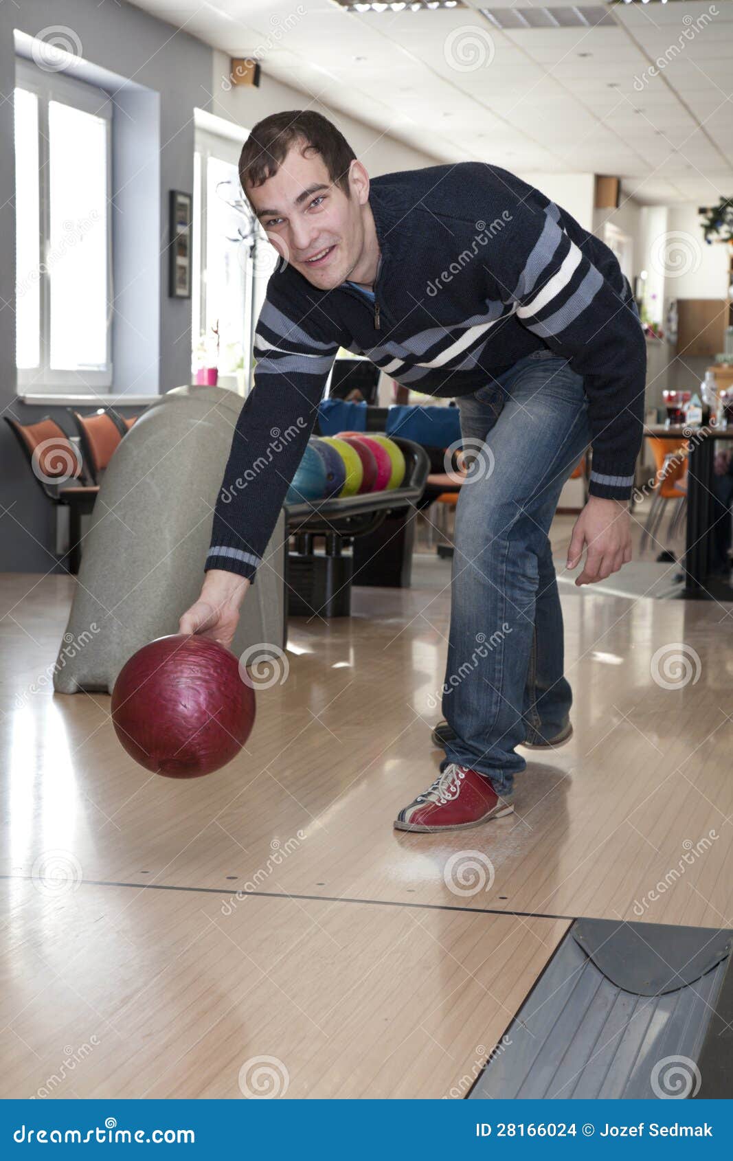 Man by bowling stock photo. Image of roll, bowling, cast - 28166024