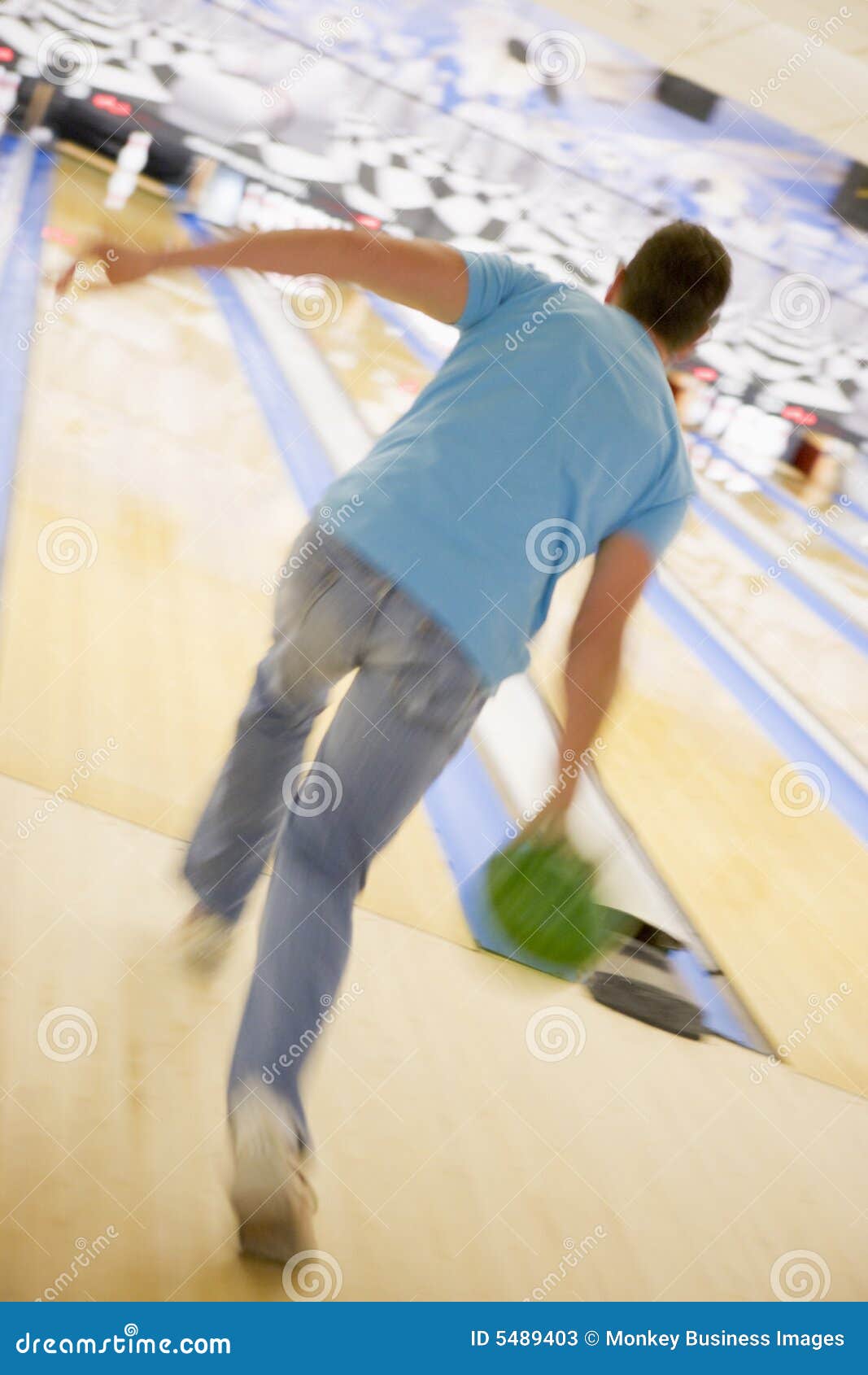 Man Bowling, Rear View (blurred Motion) Stock Image - Image of thirties ...