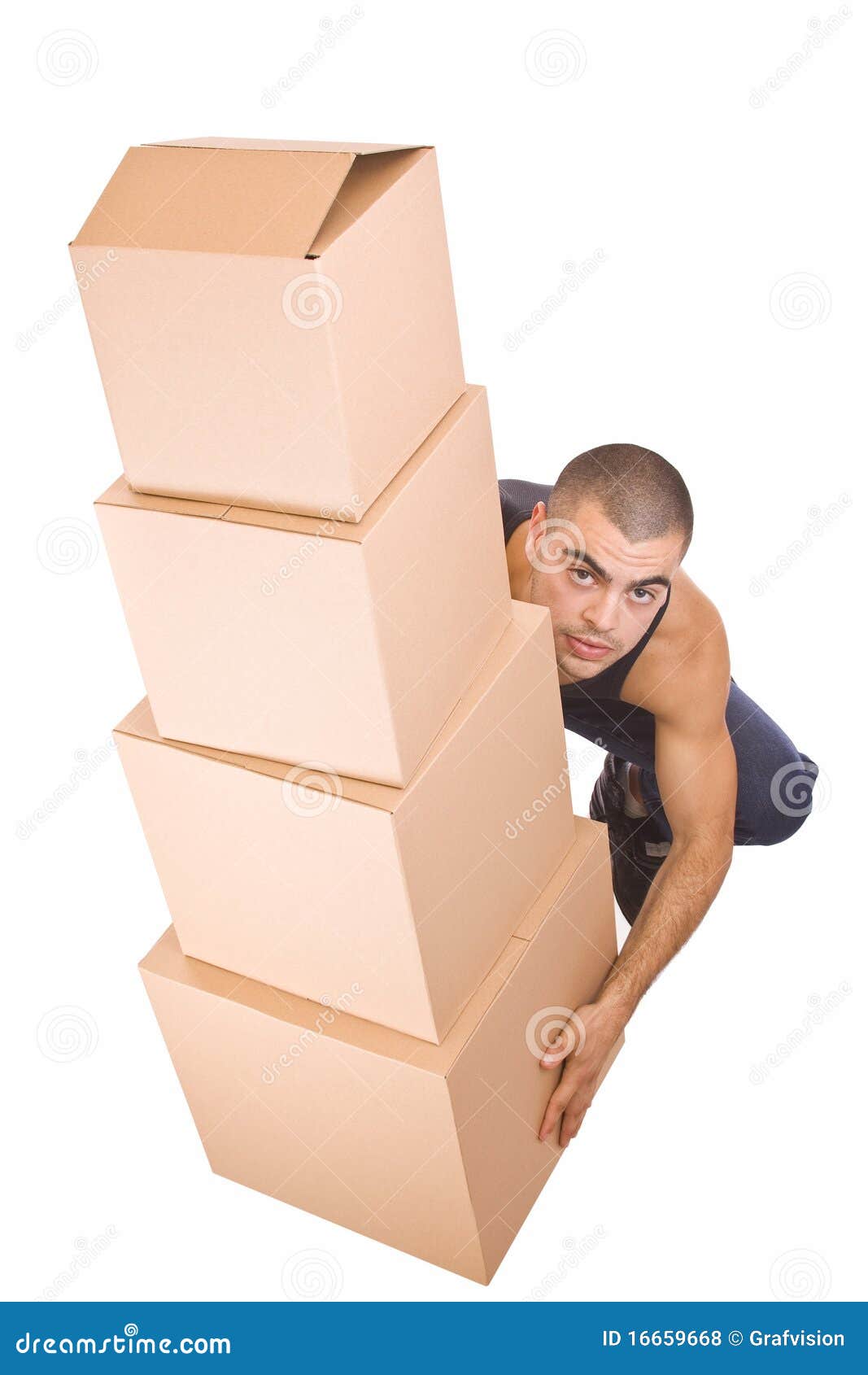 Man and box stock photo. Image of people, struggling - 16659668
