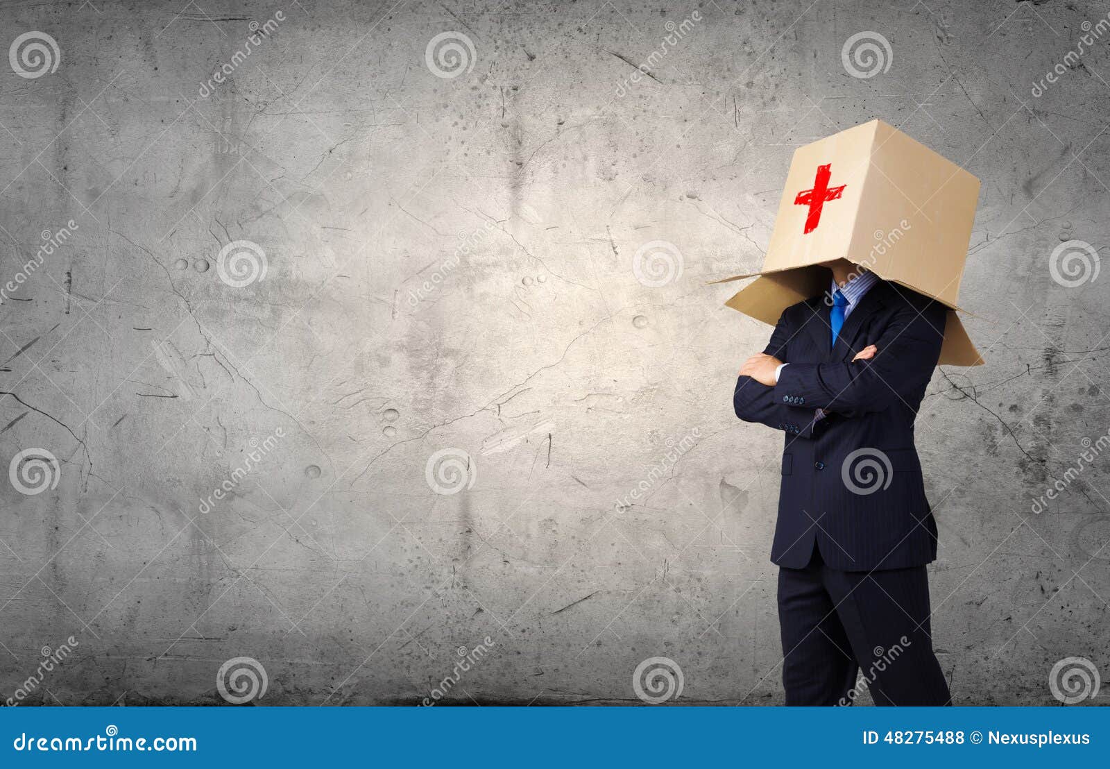Man with box on head stock photo. Image of concept, cover - 48275488