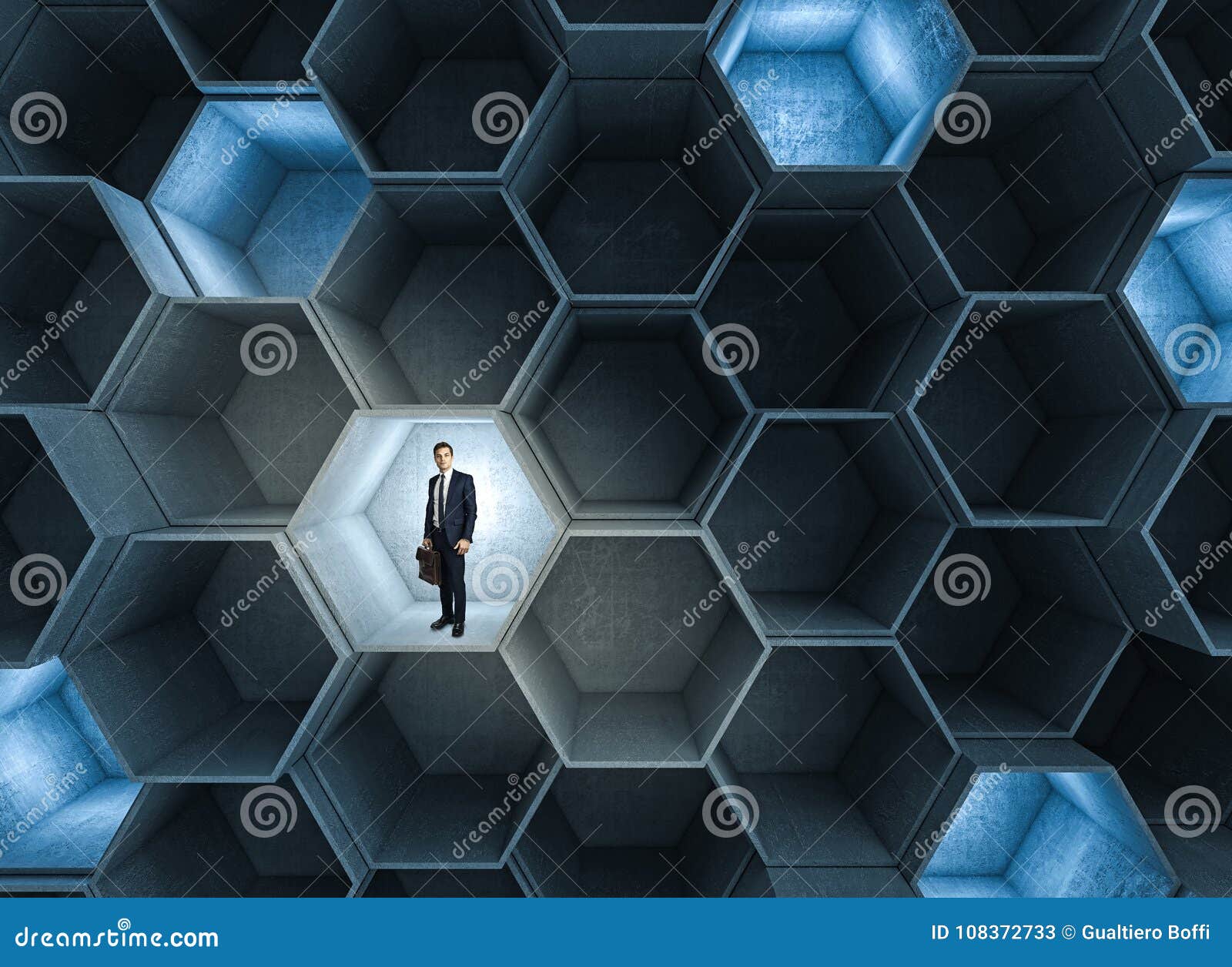 Man in a box stock image. Image of young, building, cell - 108372733