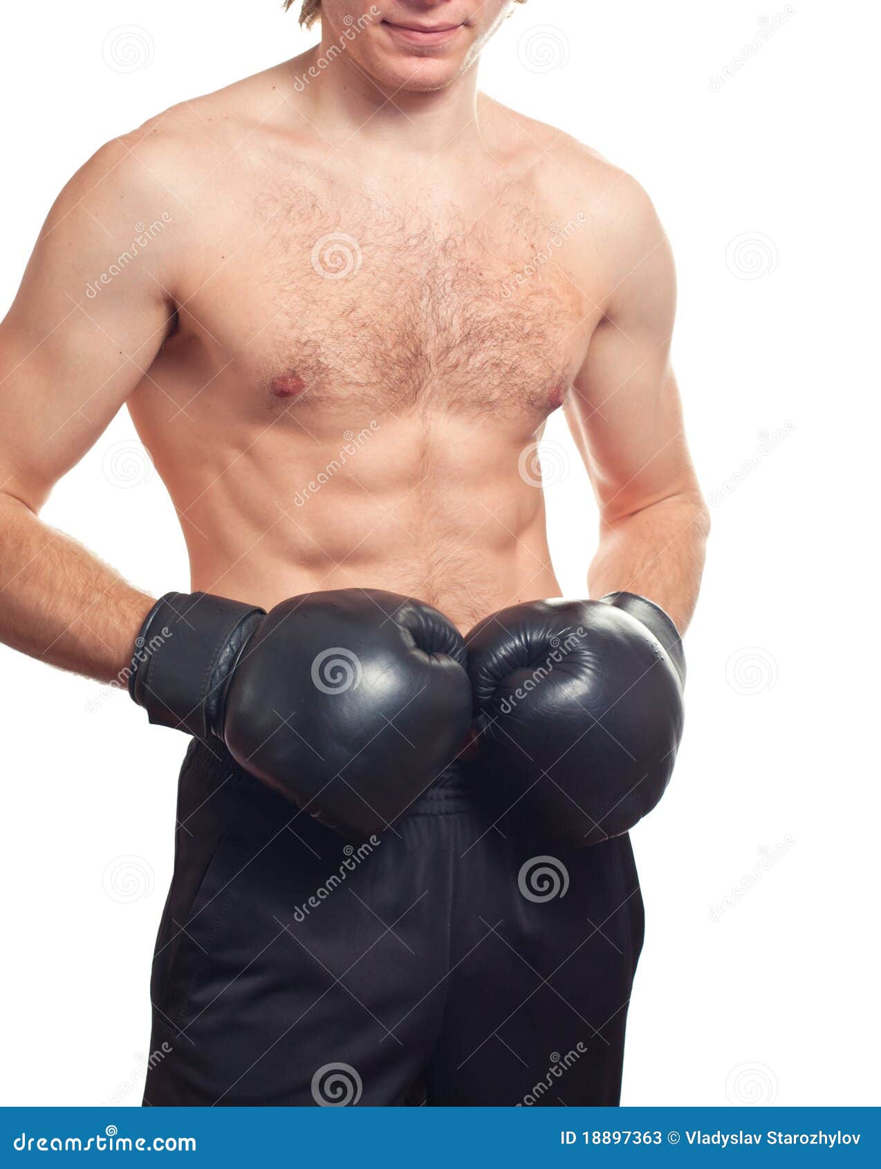 Man Boxer with Black Boxing Gloves Stock Image - Image of power ...