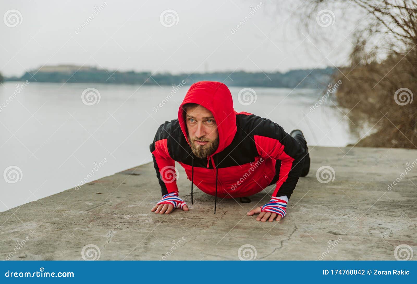 Man boxer doing push ups stock photo. Image of combat - 174760042