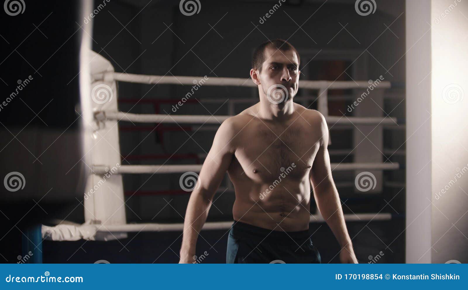 A Man Boxer Standing by the Ring Stock Photo - Image of indoors, ring ...